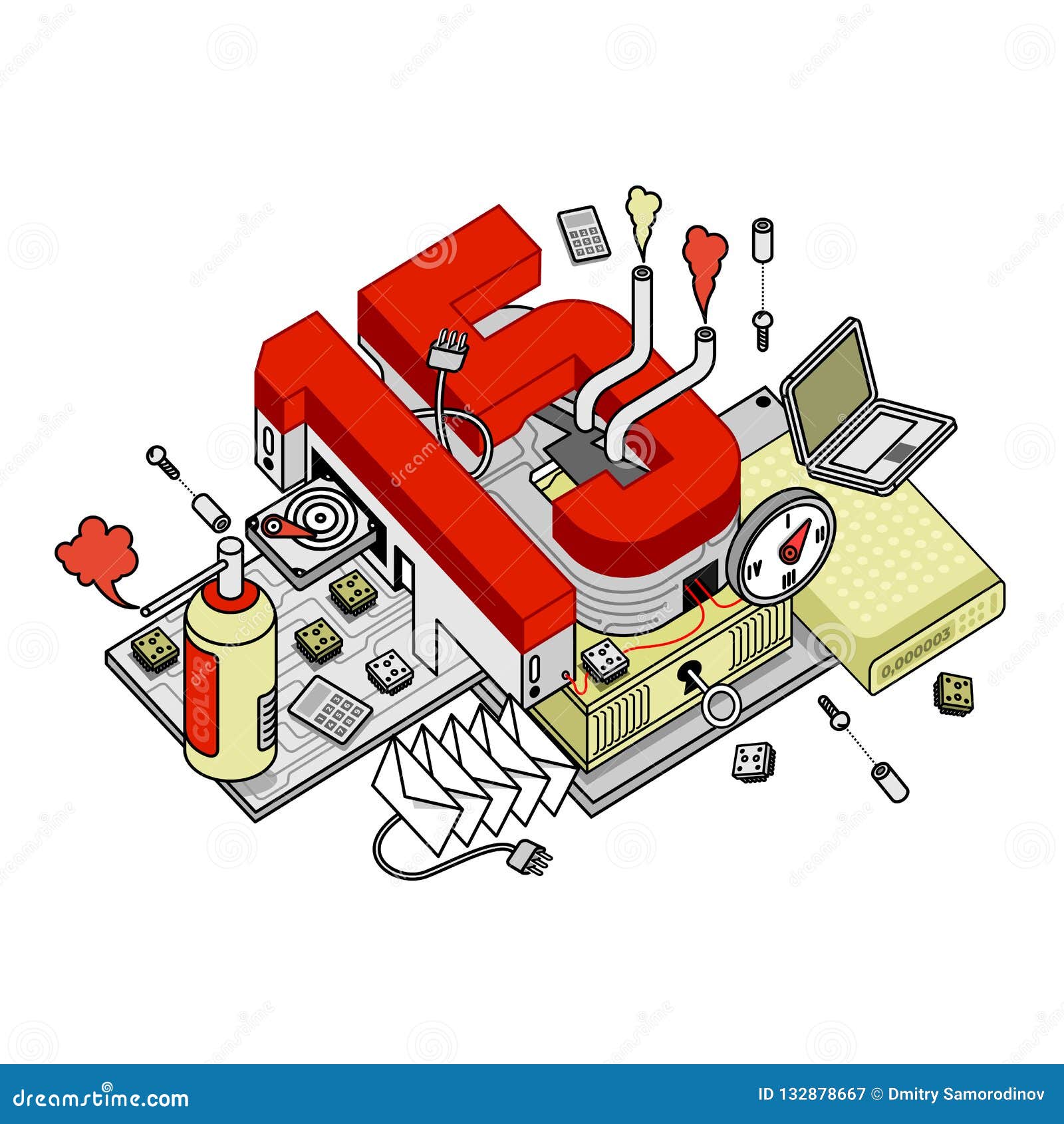 Vector Illustrations of Number 15 with Various Objects Stock ...