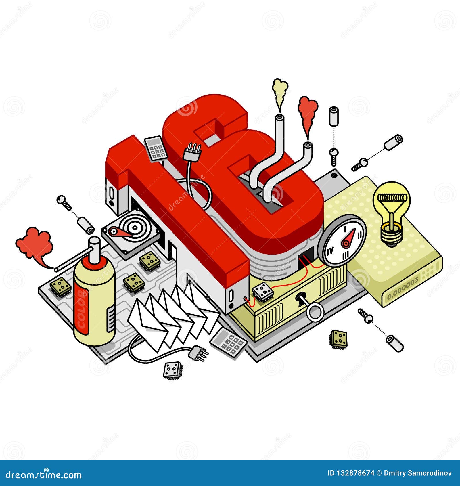 Vector Illustrations of Number 16 with Various Objects Stock ...