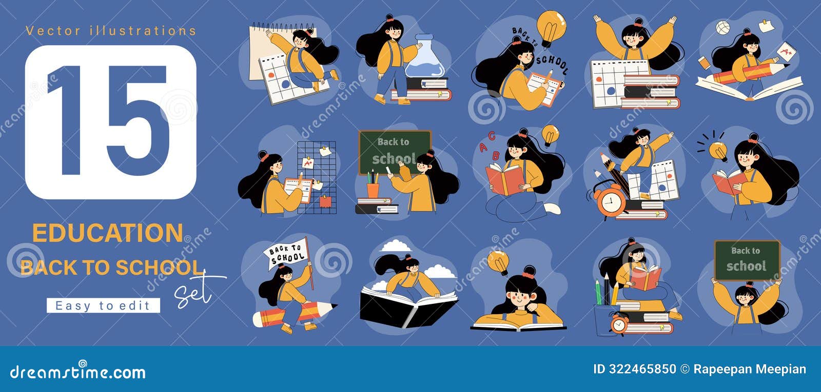 Vector Illustrations Set of Back To School Education Concepts ...