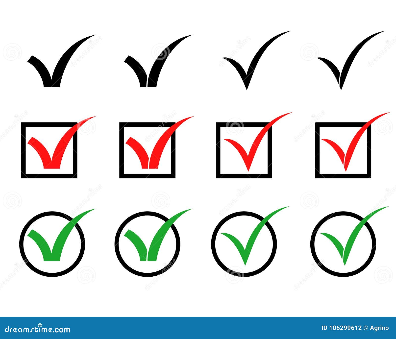 Set of marks color stock vector. Illustration of button - 106299612