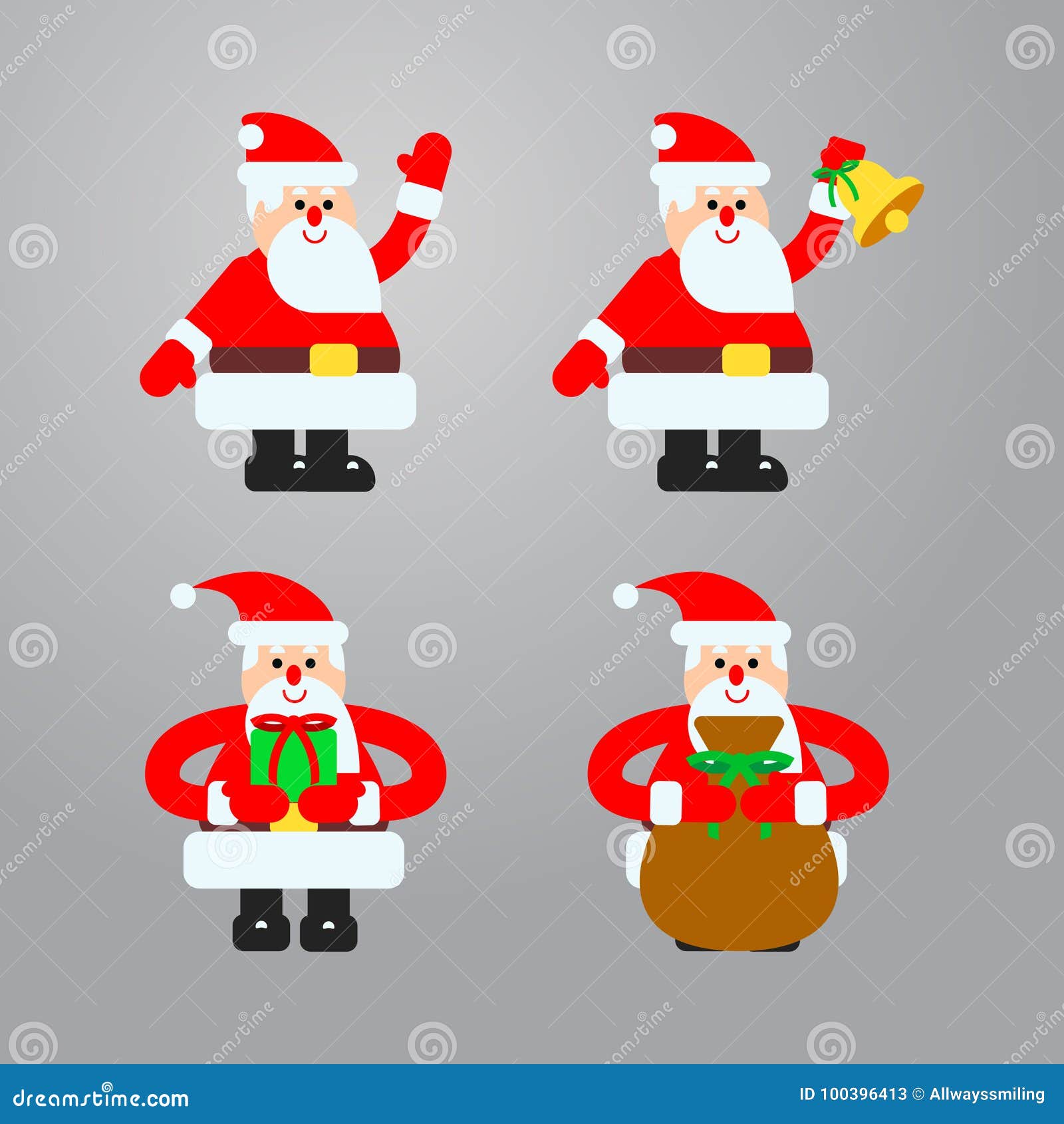Santa in Different Actions Vector Set Stock Vector - Illustration of ...