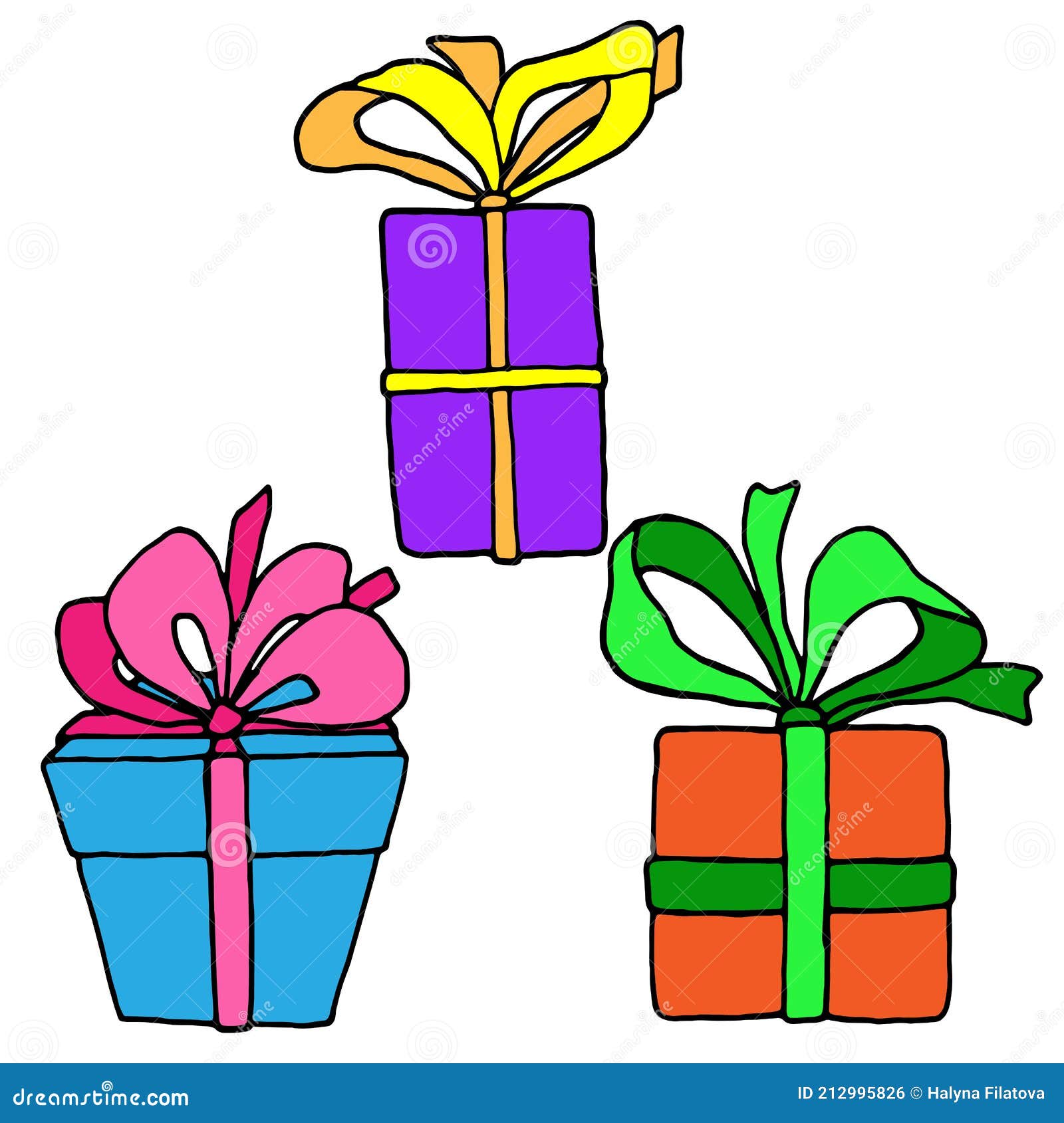 2651 Gift, Vector Illustrations, Set of Gift Drawings in Bright Color ...