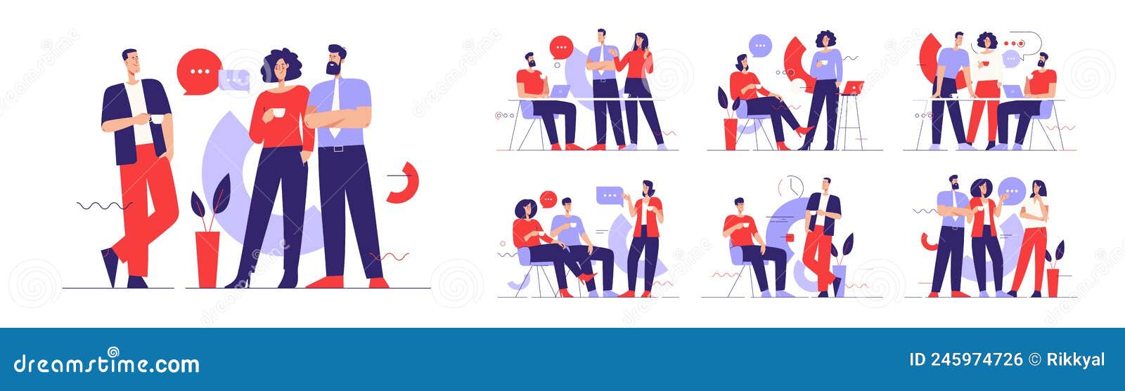 Vector Illustrations on the Subject of Coffee Break and Communication ...