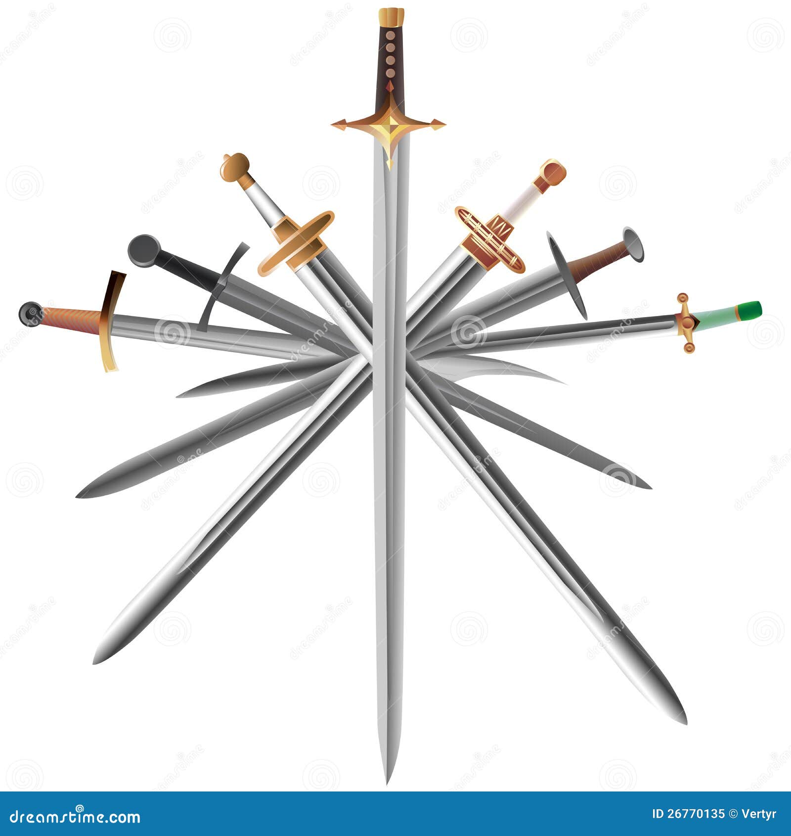 Vector Illustrations of Swords Cross Crosswise. Stock Vector ...