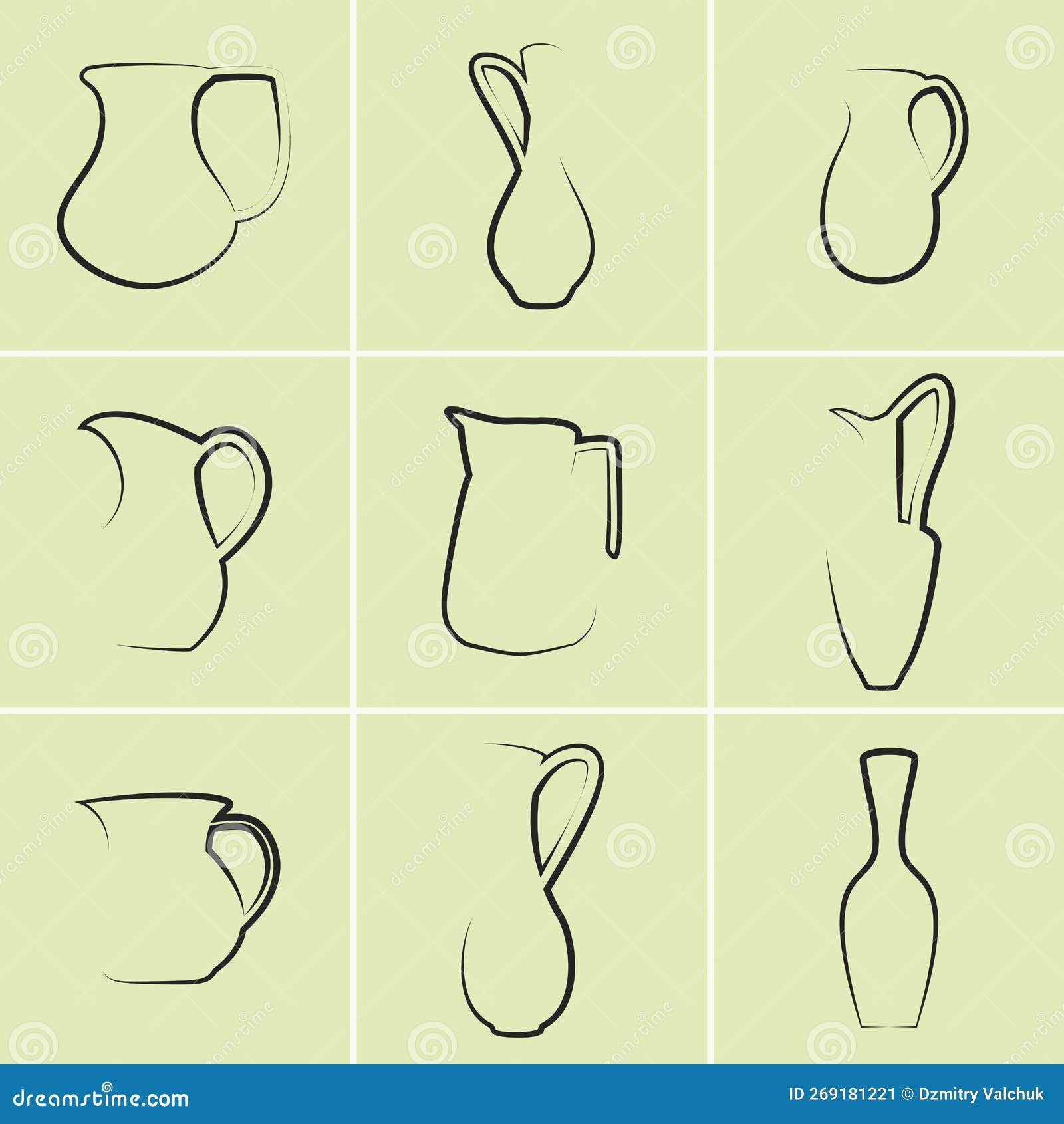 Vector Illustrations on the Theme Decanters, Pitchers Stock Vector ...