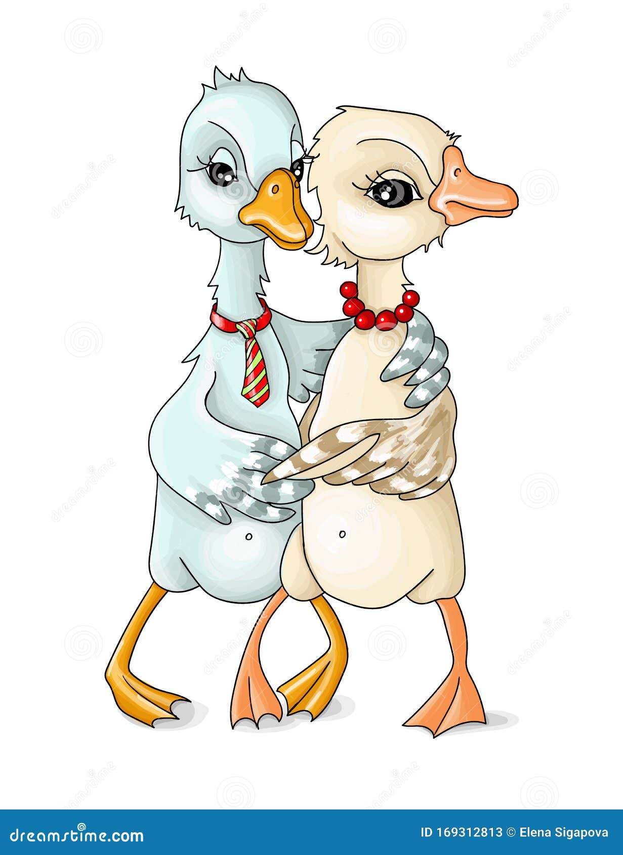 Vector Illustrations Two Geese and Cuddle ,family Stock Vector ...