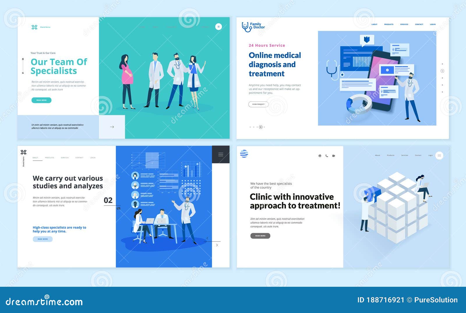 Set of Web Page Design Templates on Medicine and Health Care Stock ...