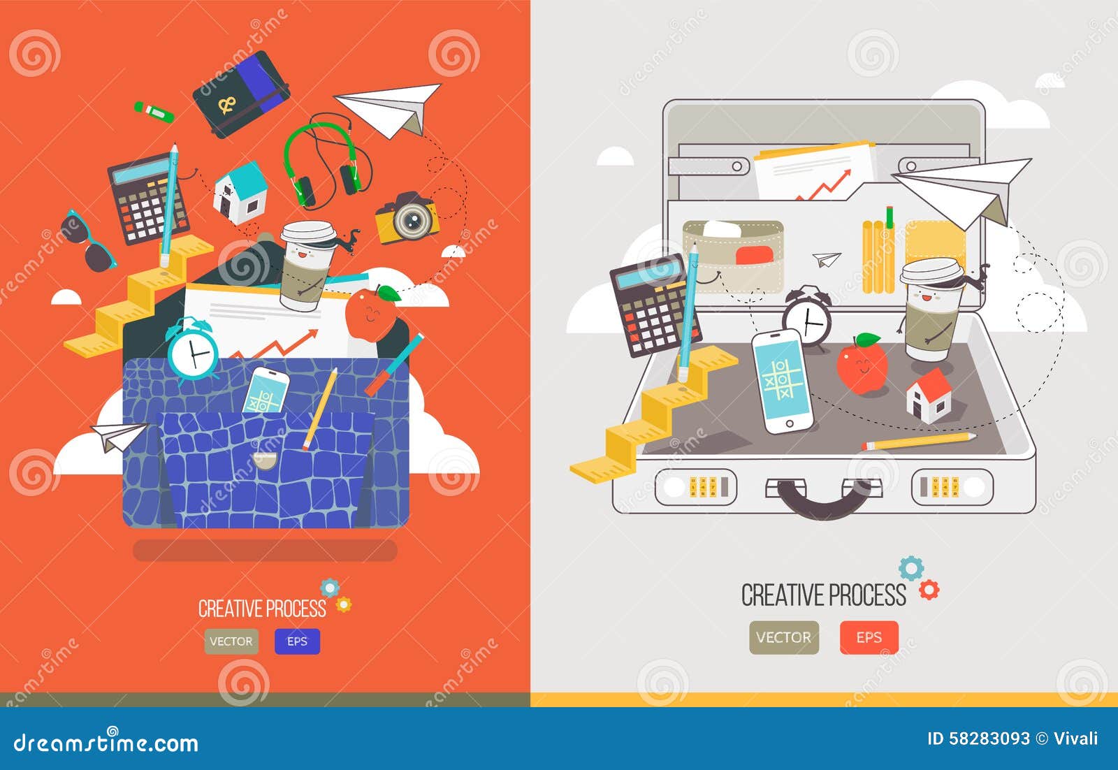 Vector Illustrations of Working Process. Workflow Stock Vector ...