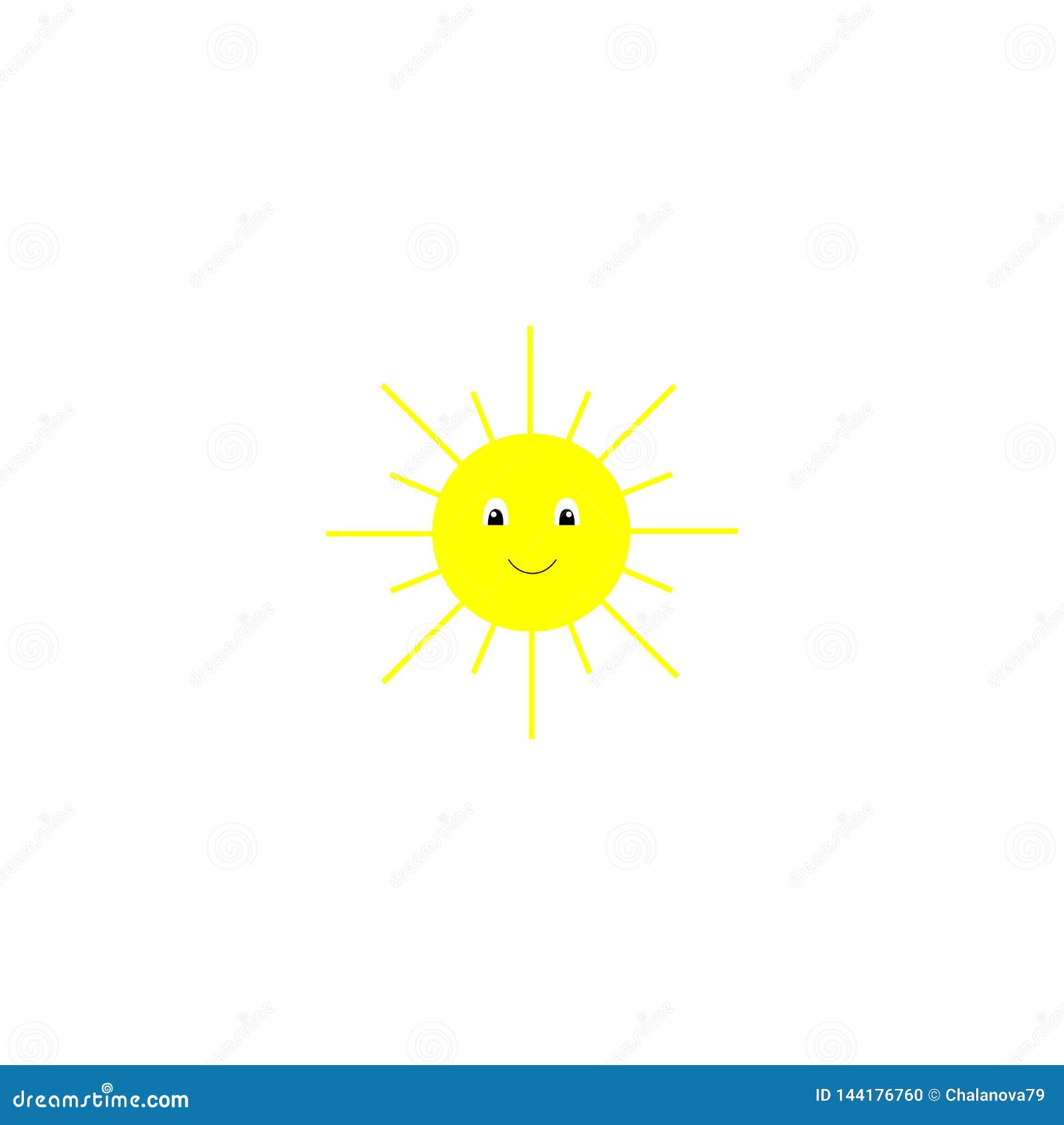 Vector Illustraton. Yellow Sun with Smiling Face and Eyes. Smiling ...
