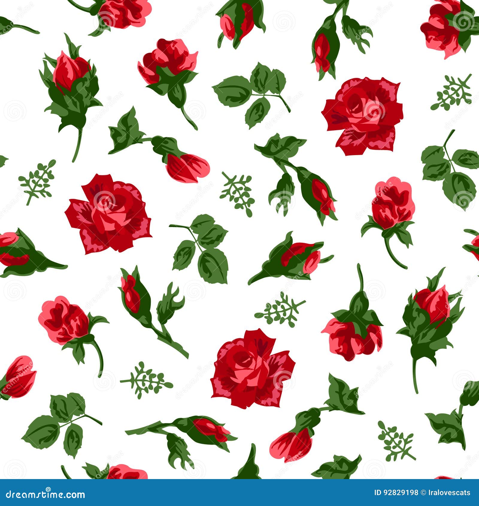 Vector Illustrator of Red Roses Seamless Pattern Stock Illustration ...