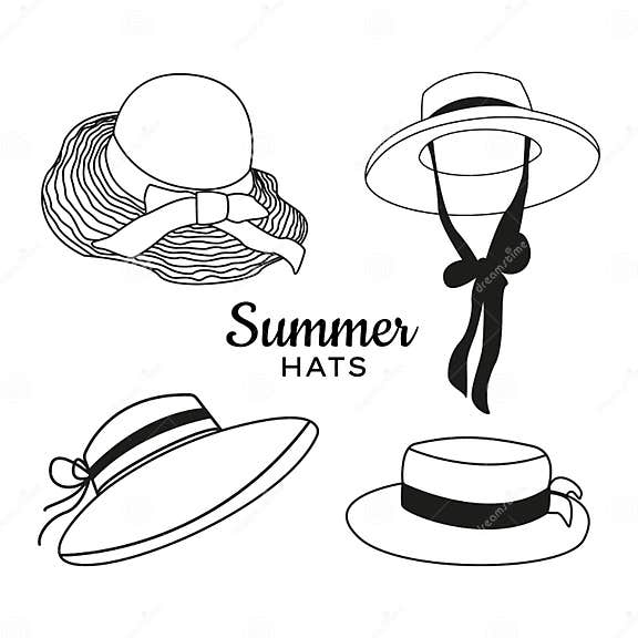 Vector Ilustración De Diferentes Tipos De Sombreros De Verano De Las ... Vector Ilustración De Diferentes Tipos De Sombreros De Verano De Las ...