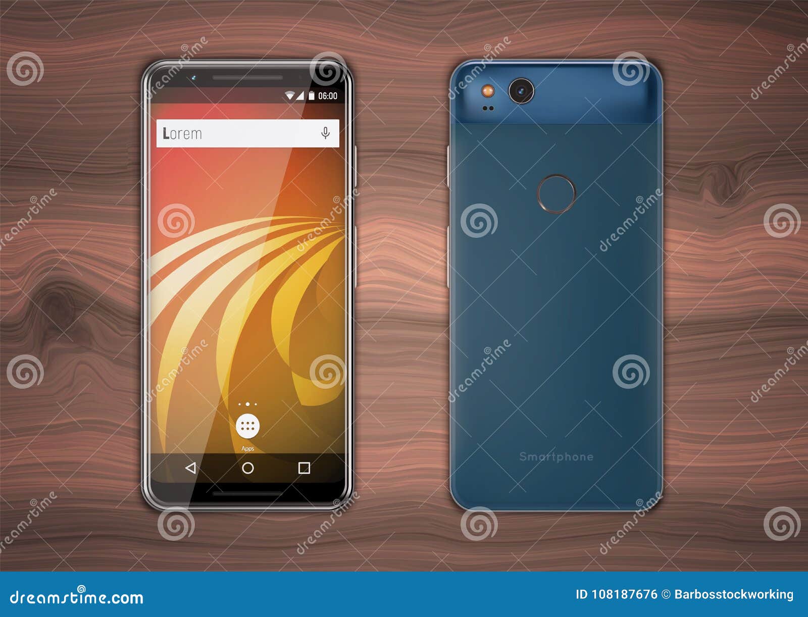 Smartphone front and back stock vector. Illustration of smart - 108187676