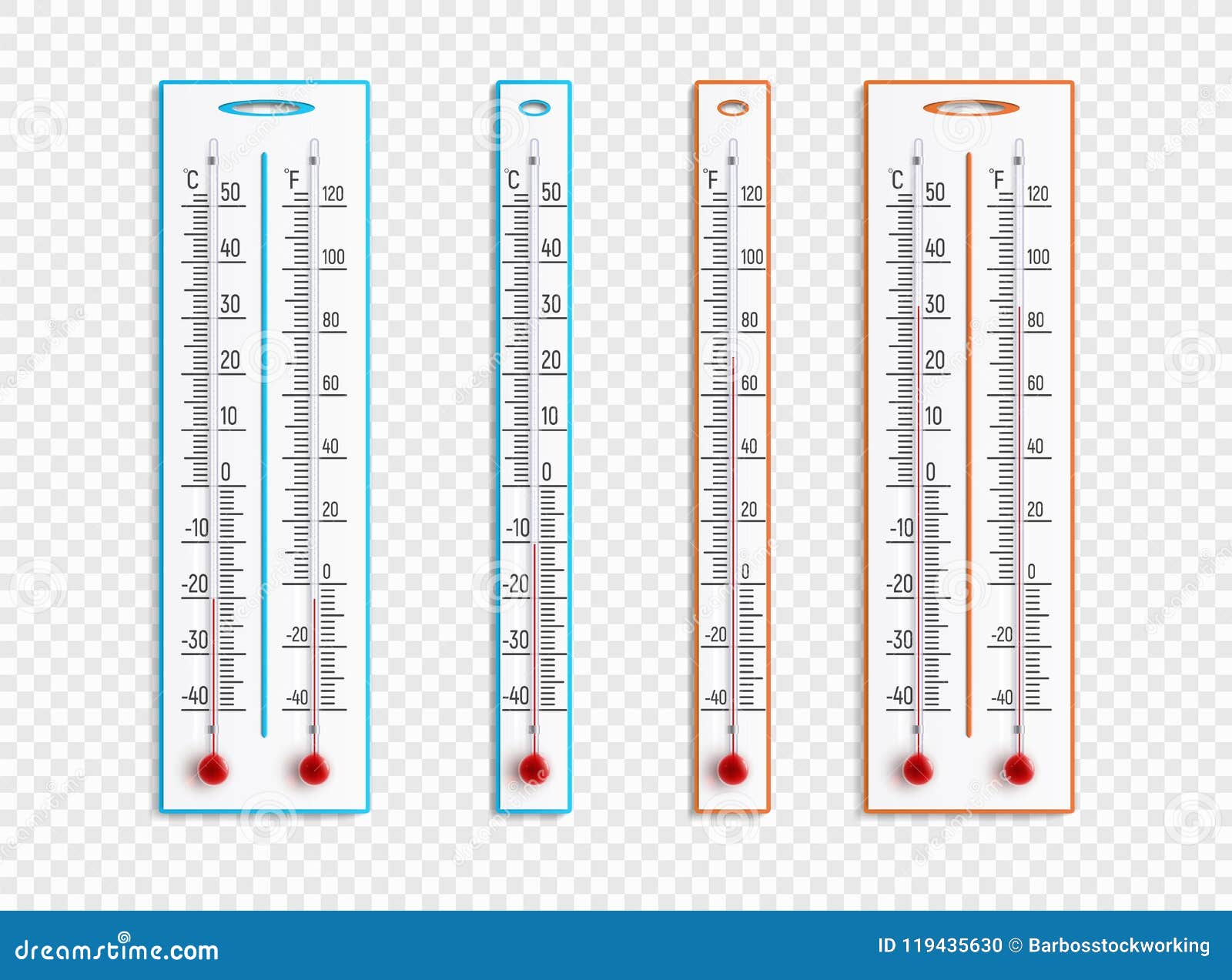 Thermometers on Transparent Background Stock Vector - Illustration of ...
