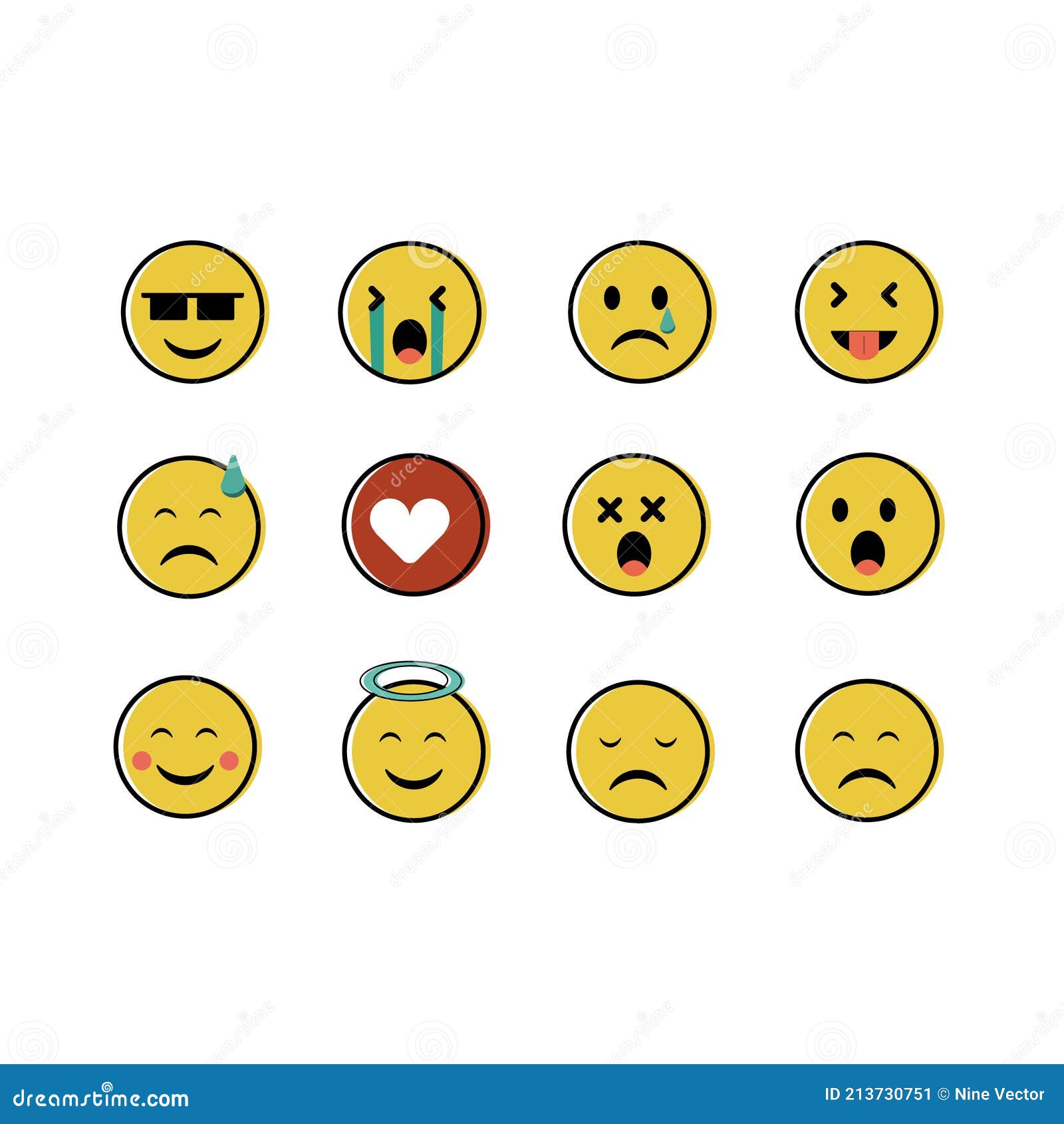 Vector Ilustration Emoticon Full Set of Expressions Stock Vector ...