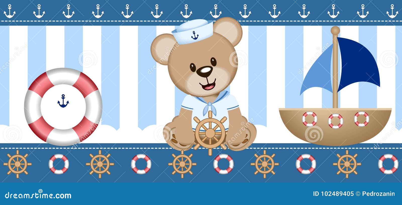 Sailor Bear Digital Clipart Vector | CartoonDealer.com #102489405