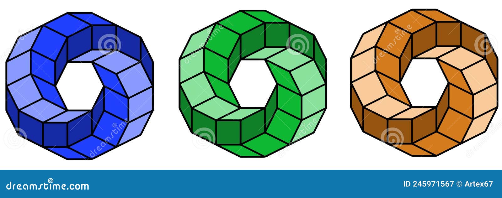 Image of an Abstract Snake of Cubes Wrapped in a Ball Stock Vector ...