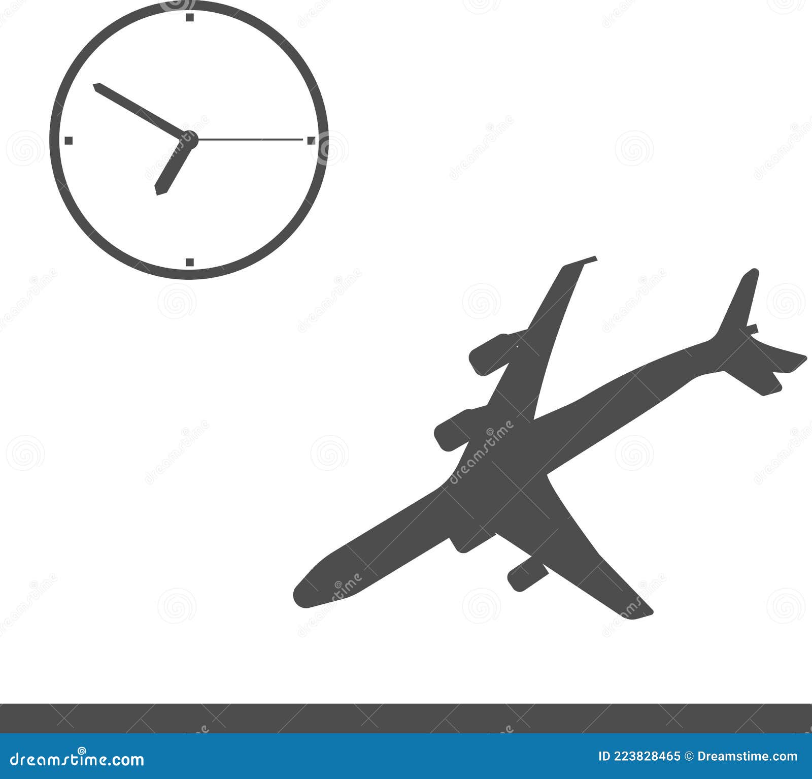 Vector Image of an Airplane Landing by the Clock. Stock Vector ...