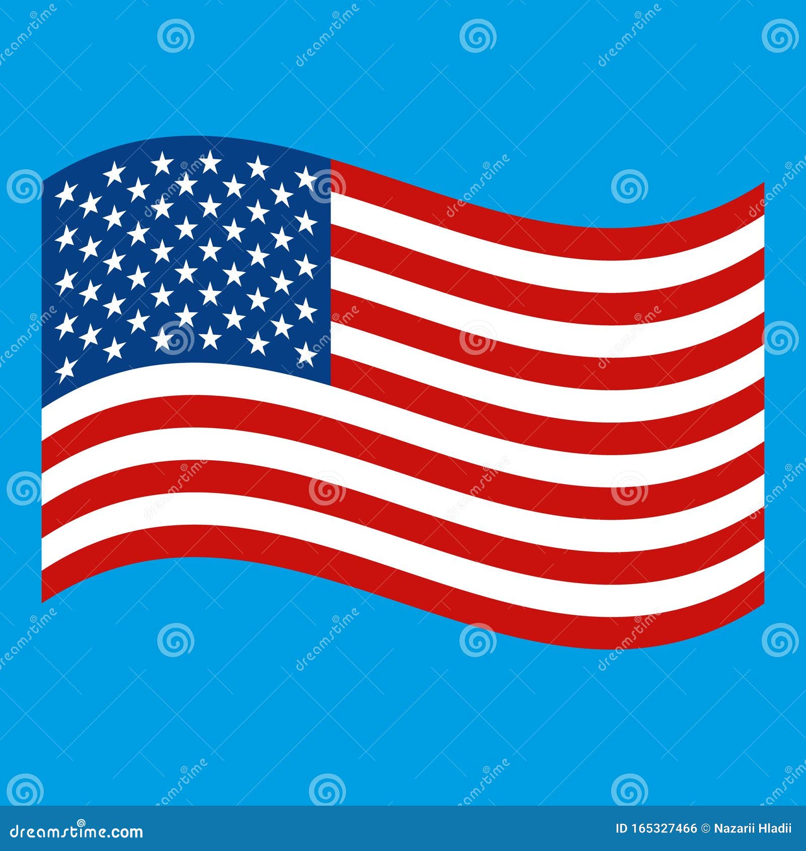 Vector Image of American Flag on Blue Background. Isolated. Stock ...