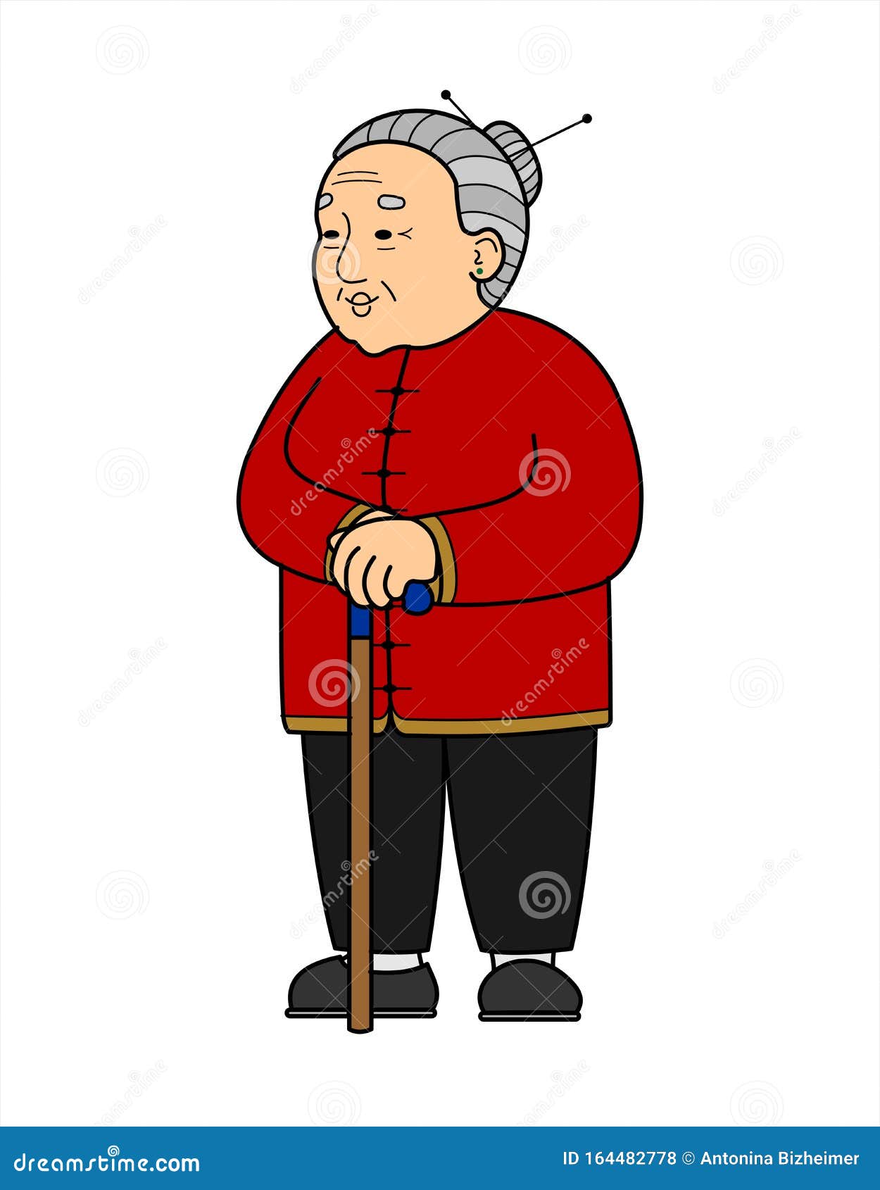 Old Woman With Cane Senior Lady With Glasses Walking Vector