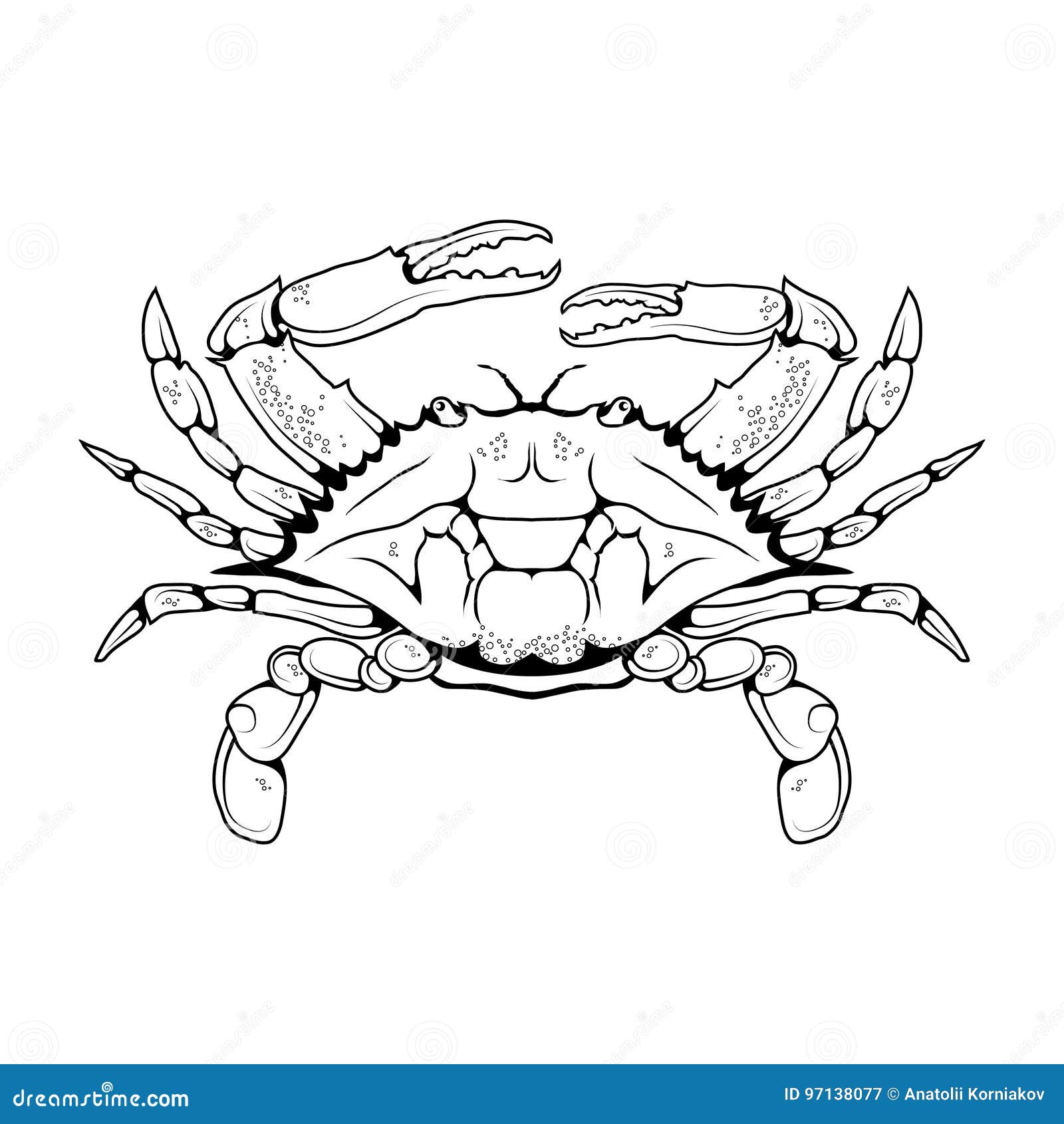 Blue Crab .red Sea Animal With Claws. Engraved Colored Crab In Vintage ...