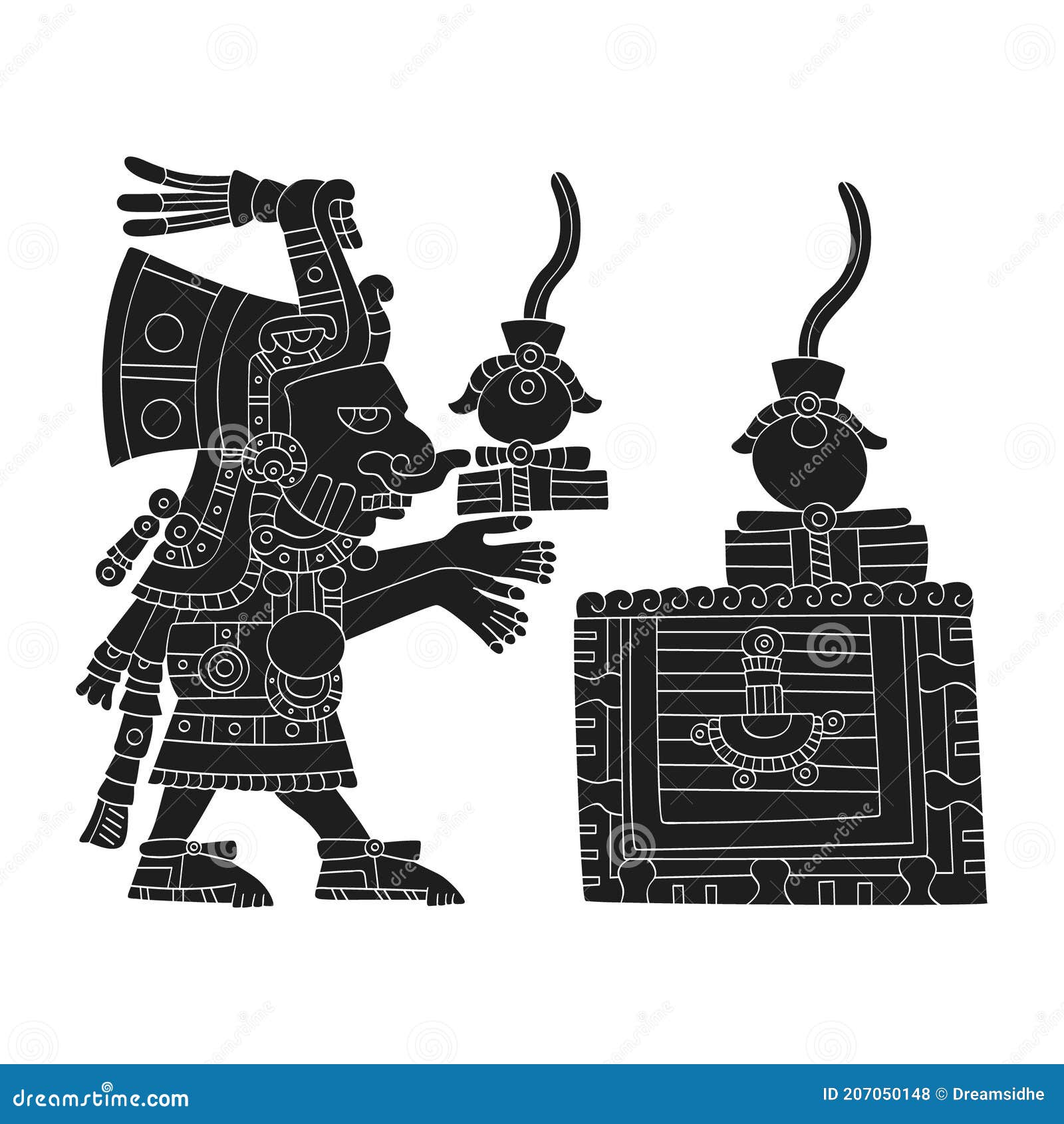 Vector Image with Aztec God Chalchiuhtlicue.God of the of Water and ...