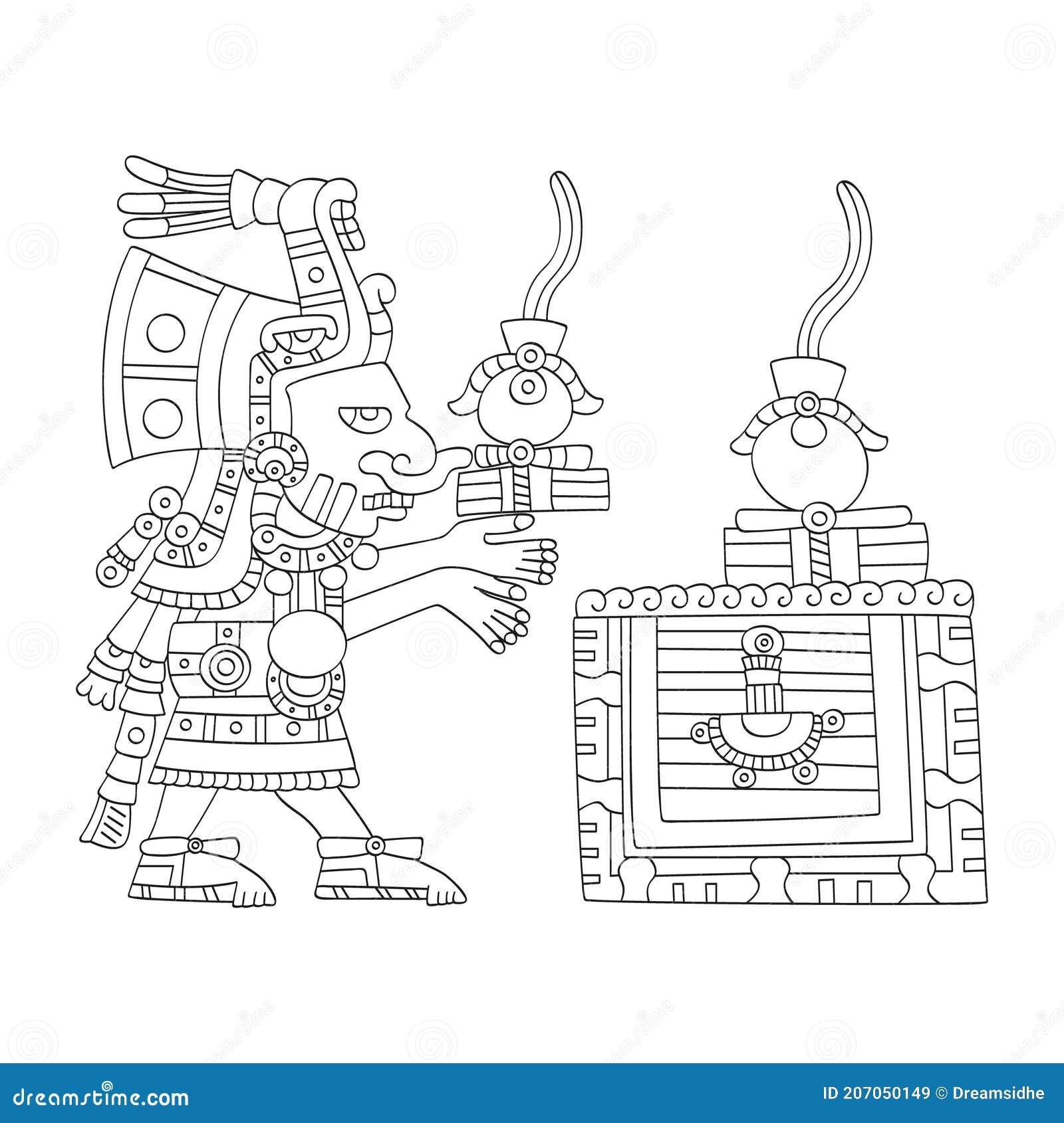 Vector Image With Aztec God Chalchiuhtlicue.God Of The Of Water And ...