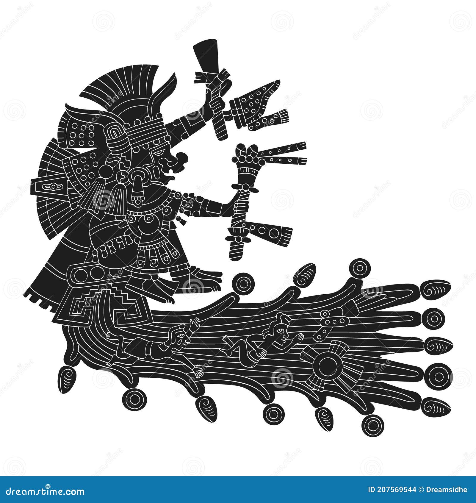 Vector Image with Aztec God Chalchiuhtlicue.God of the of Water and ...