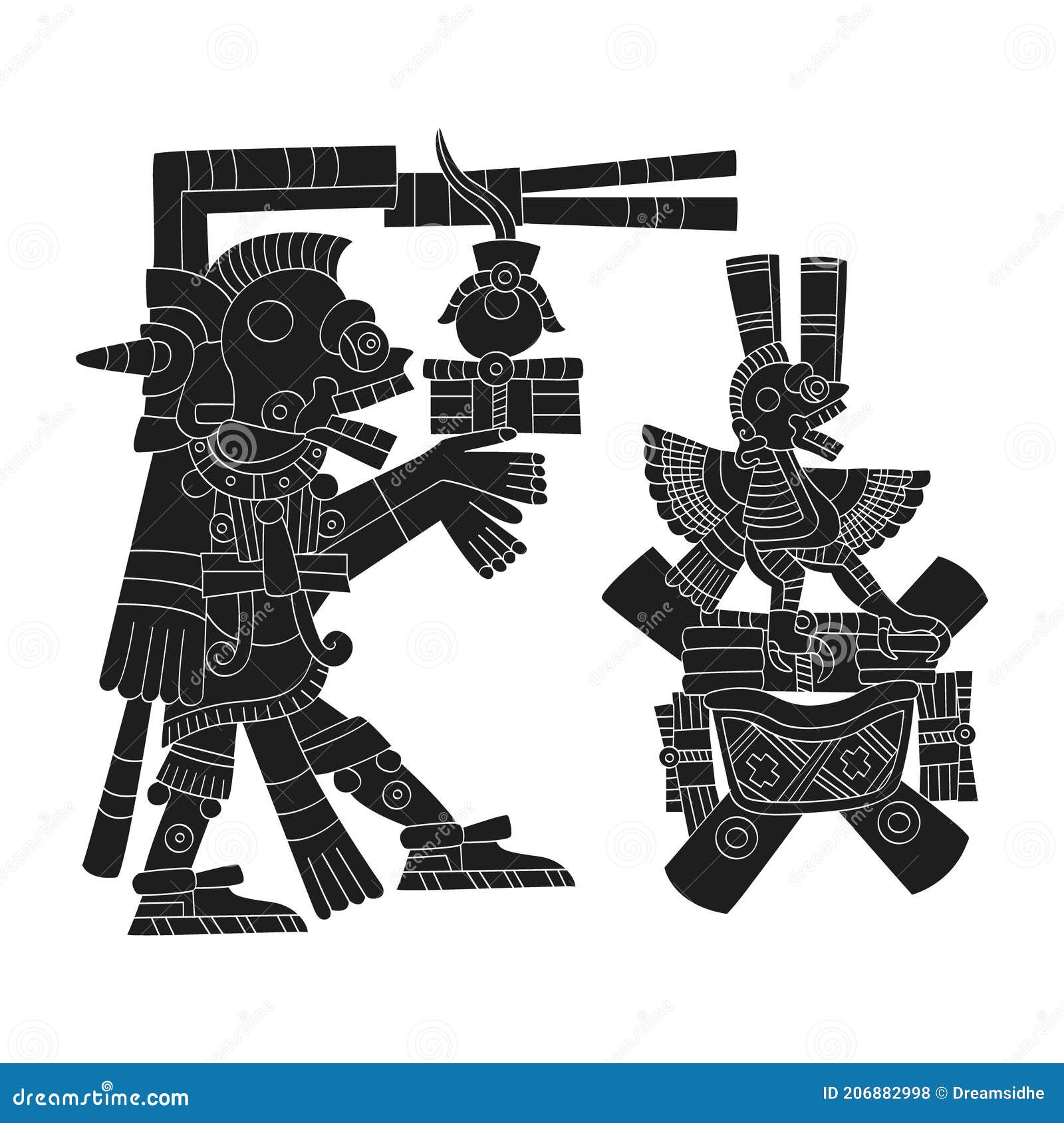 Vector Image with Aztec God Mictlantecutli.God of the Dead and the ...