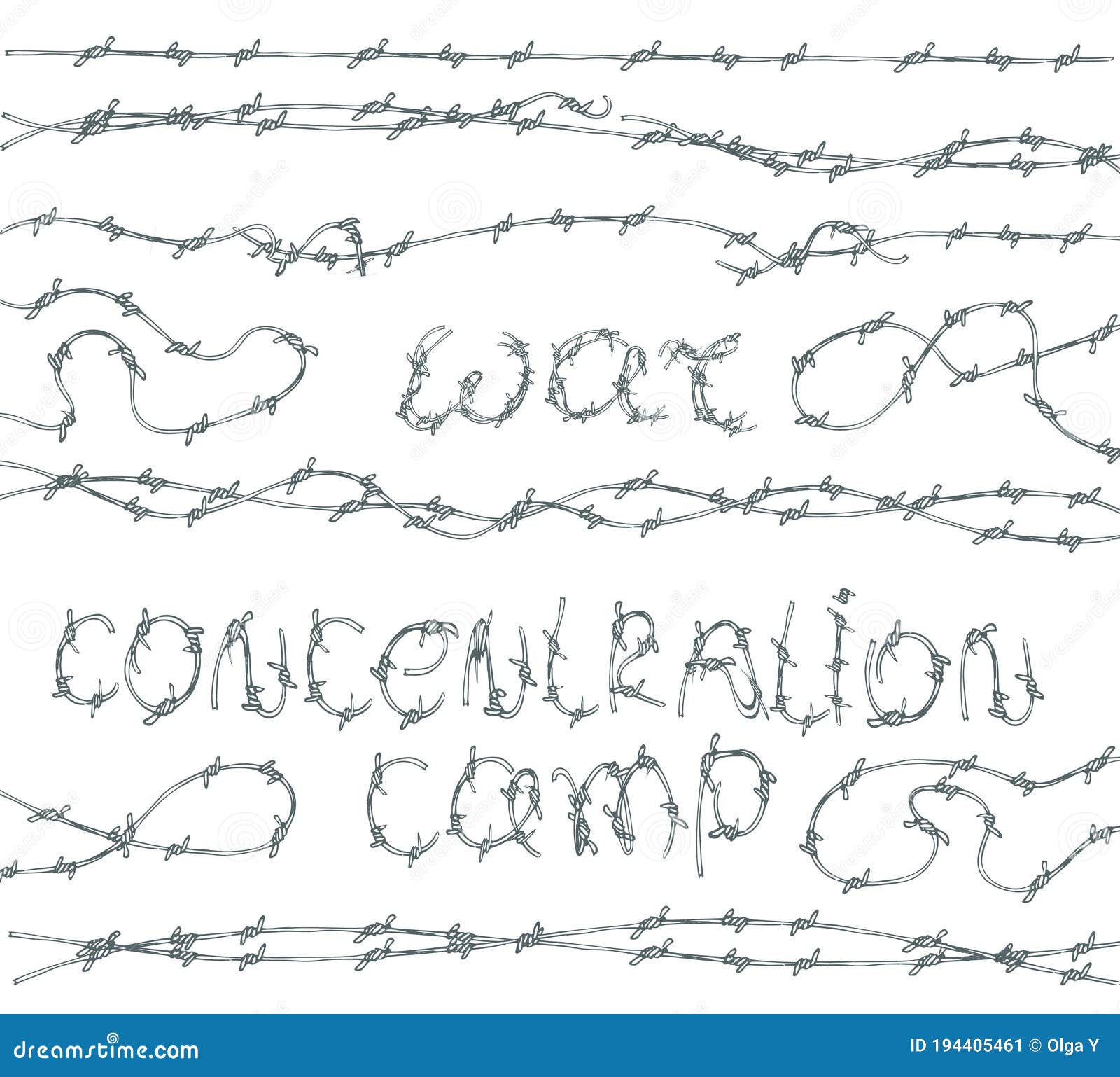 Vector Image with Barbed Wire on a Light Background and the Inscription ...