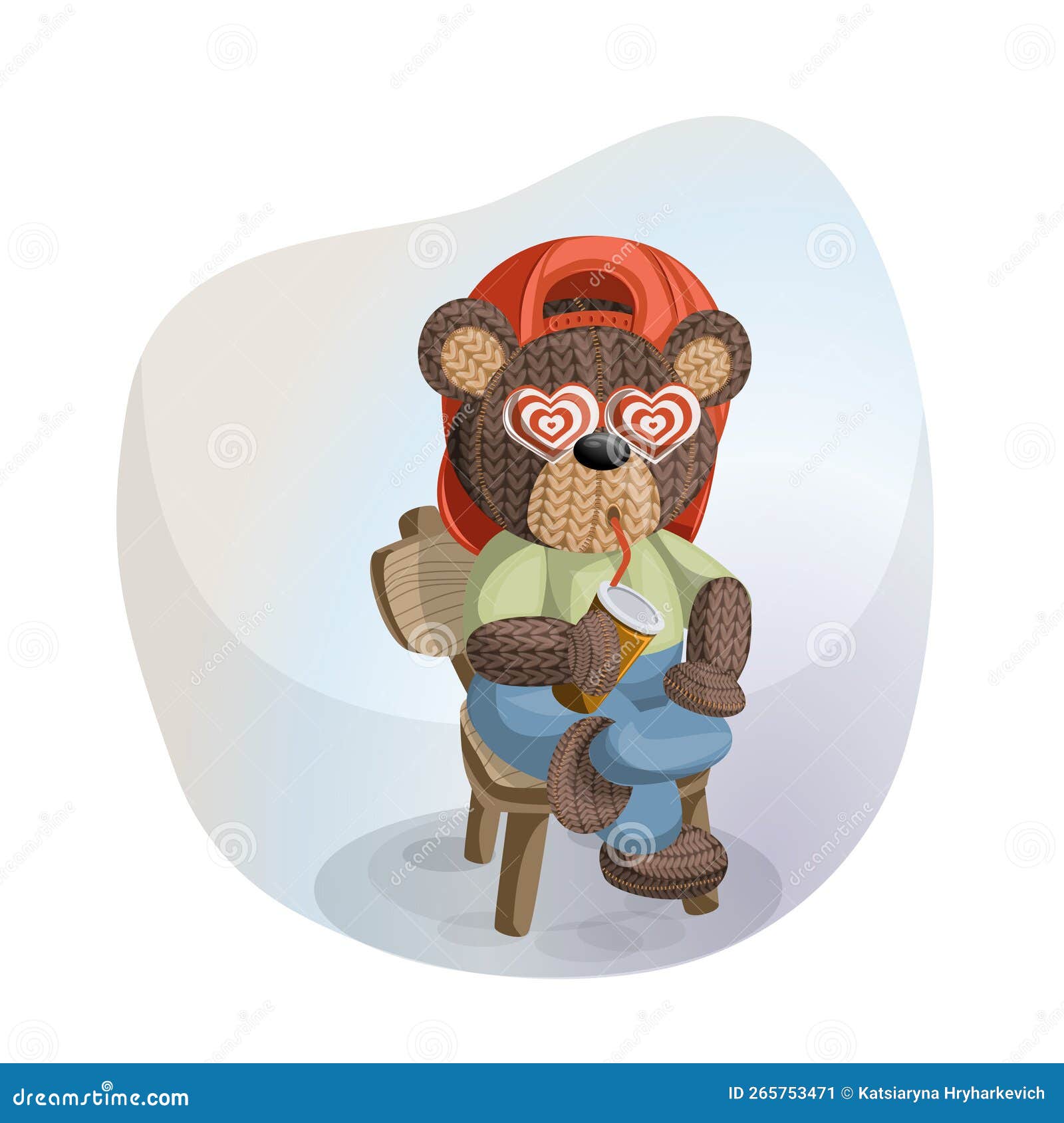 Image Of A Bear In Love Admiring The Object Of His Adoration. Cartoon ...