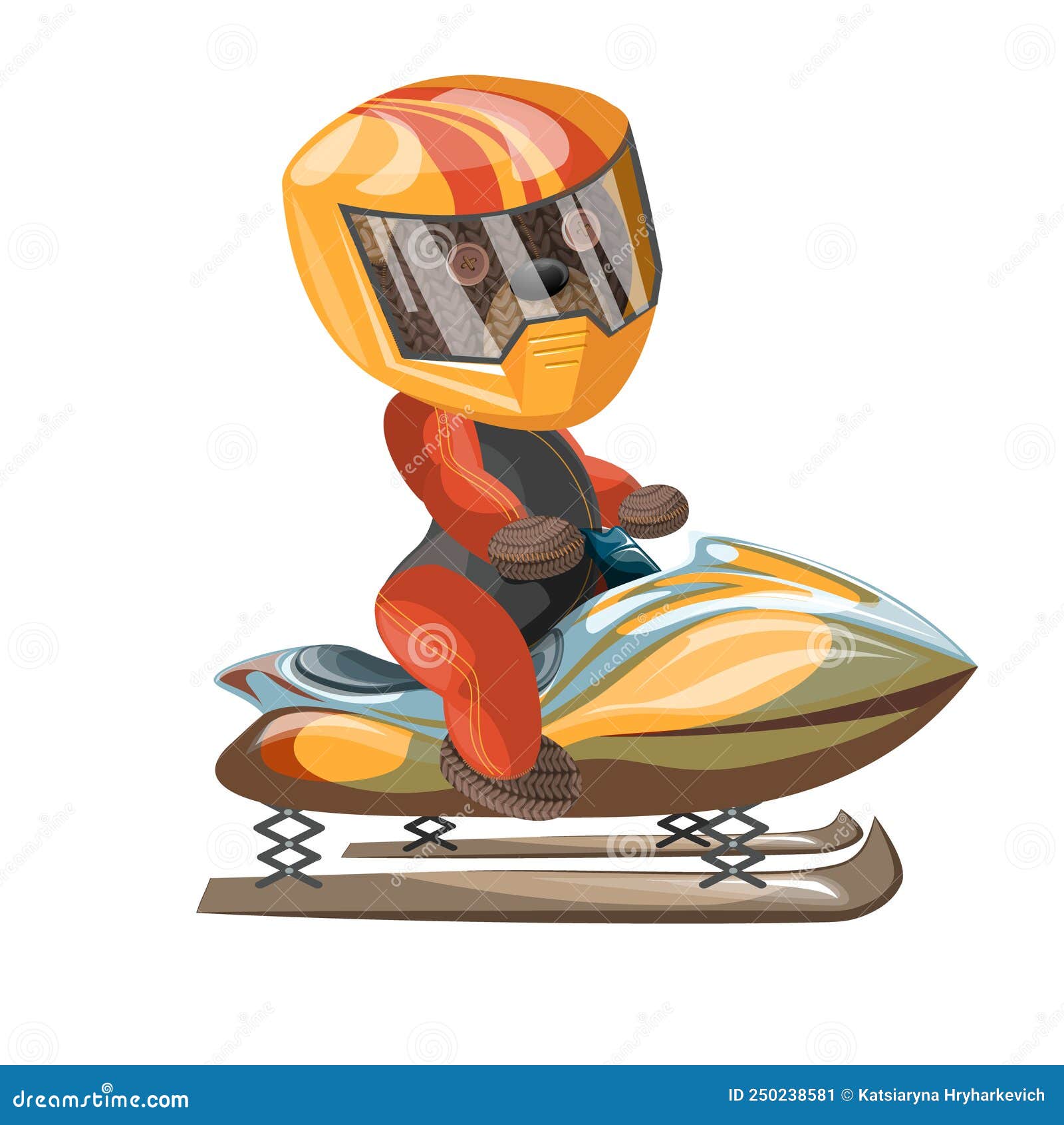 Vector Image of a Bear in an Outfit on a Snowmobile Stock Vector ...