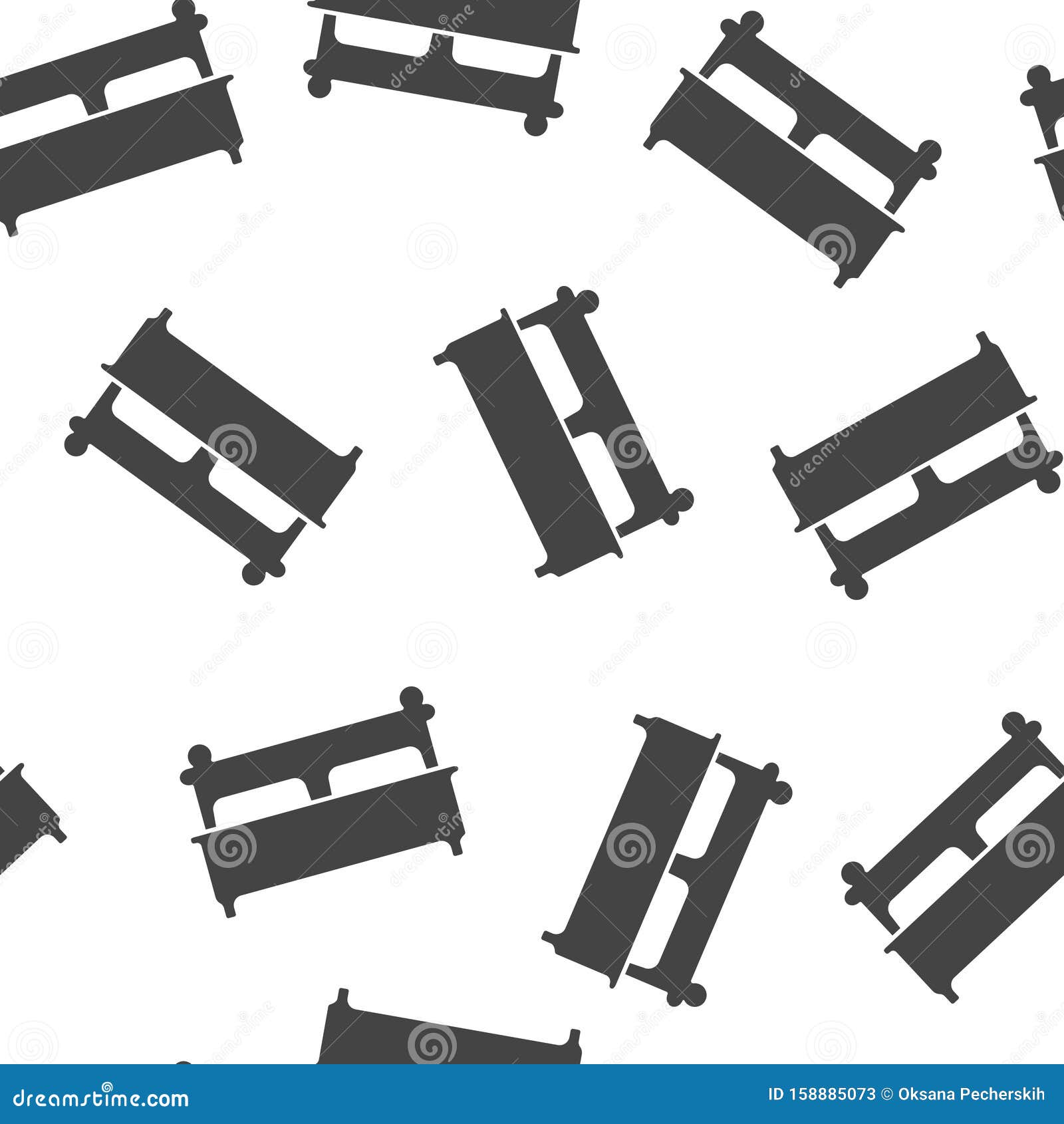 Vector Image of the Bed. Flat Bed Icon Seamless Pattern on a White ...