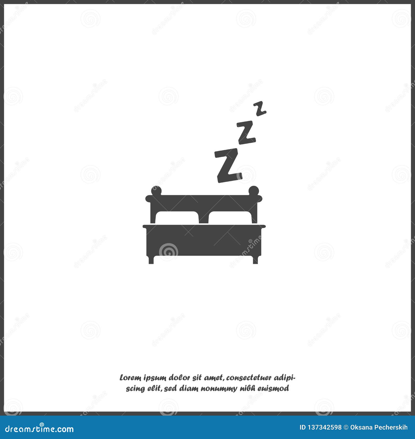 Vector Image Bed, Night Dream and Rest. Vector Bed Icon on White ...