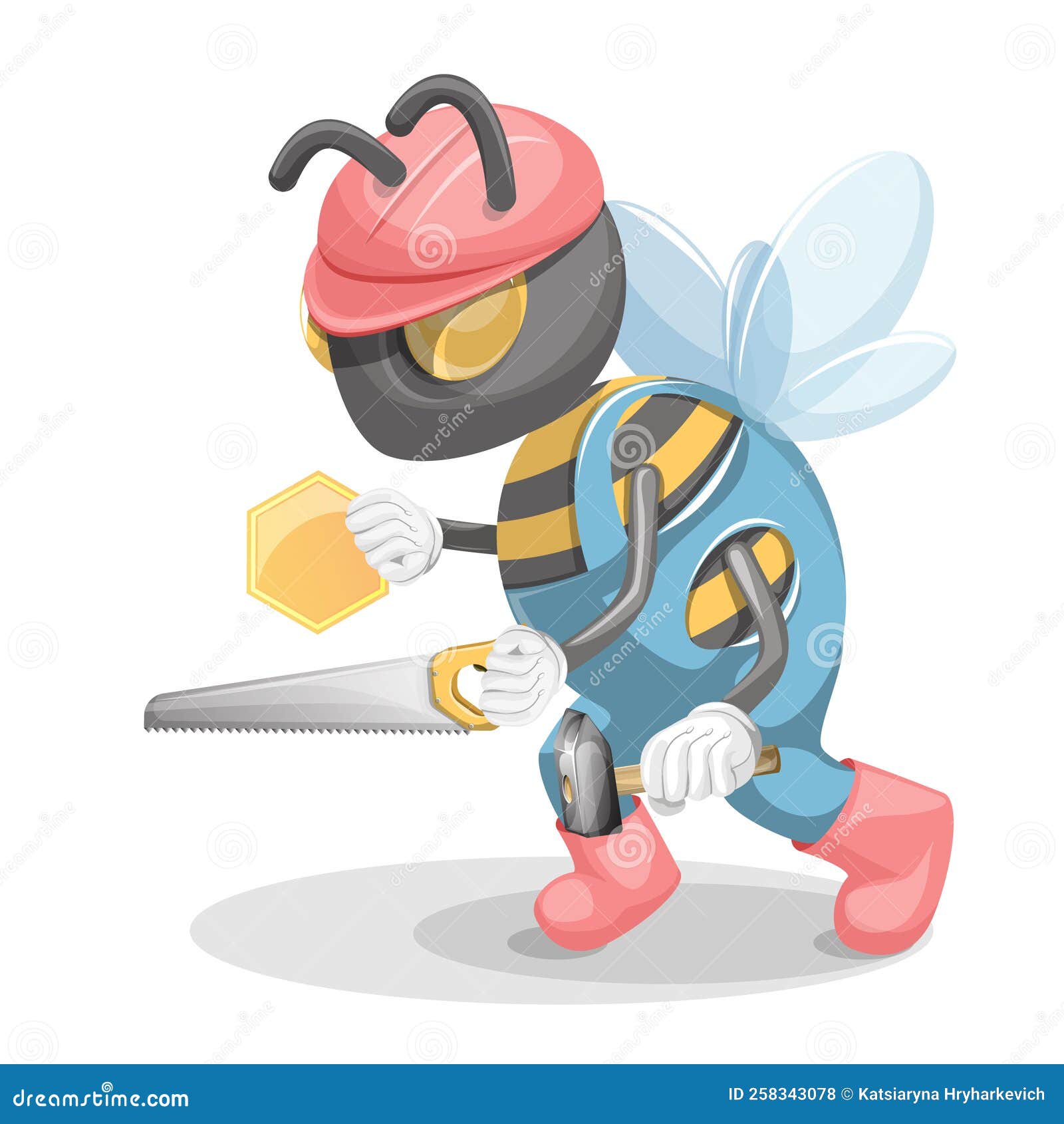 A Bee in Construction Uniform with Tools. Stock Illustration ...