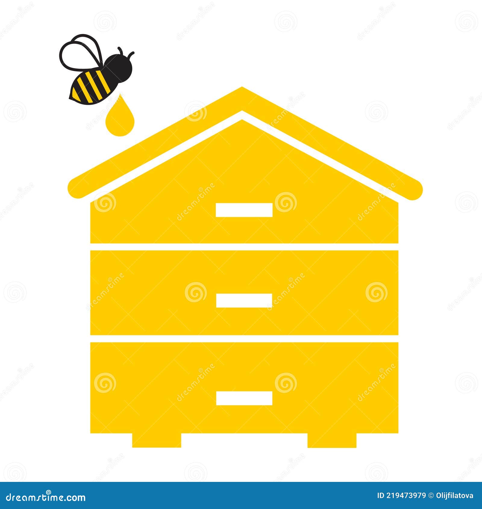 Vector Image of an Bee Farm Beehive Isolated on White Background Stock ...
