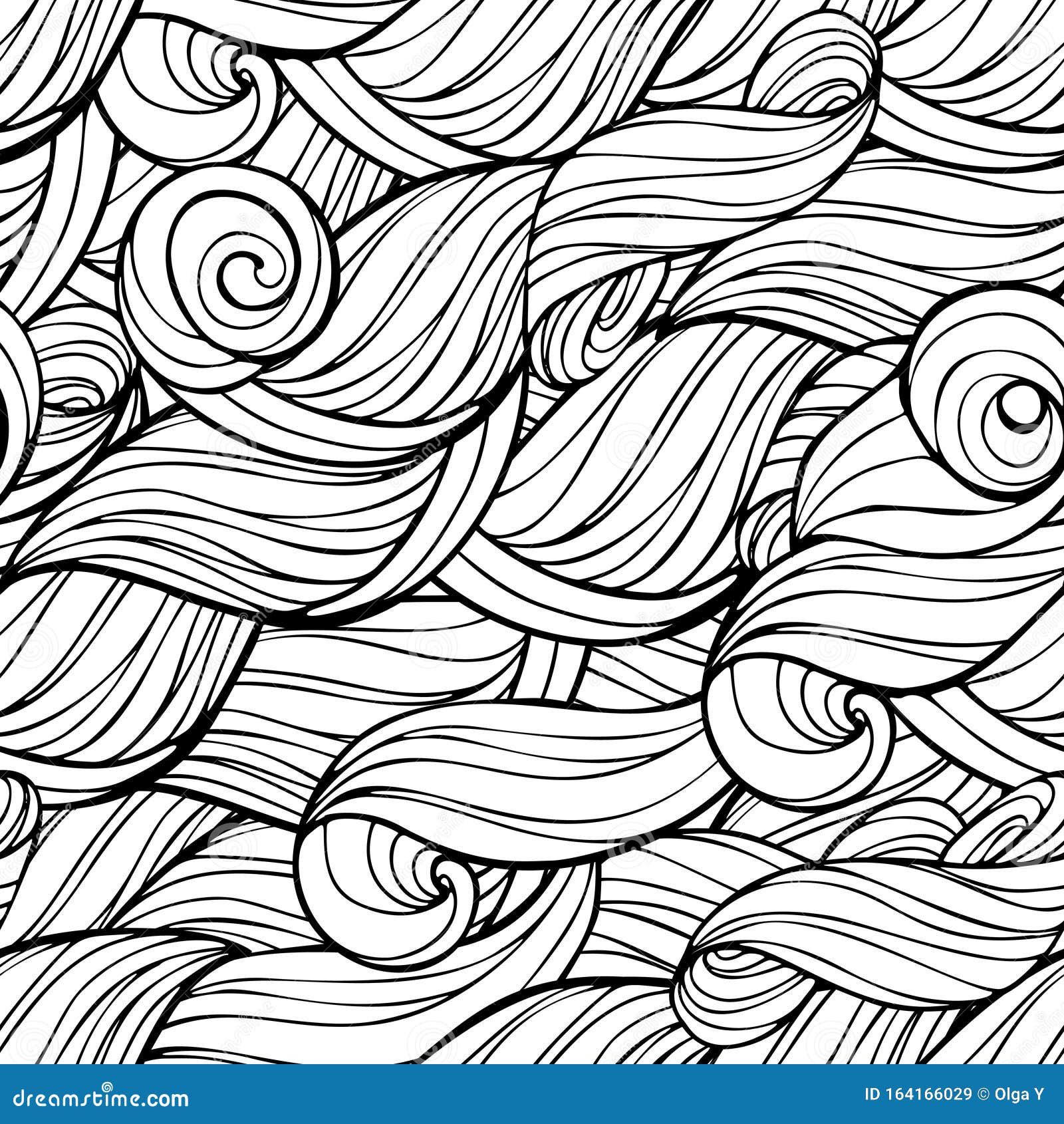 Vector Image of Black Curvy Lines with Curls on a White Background ...