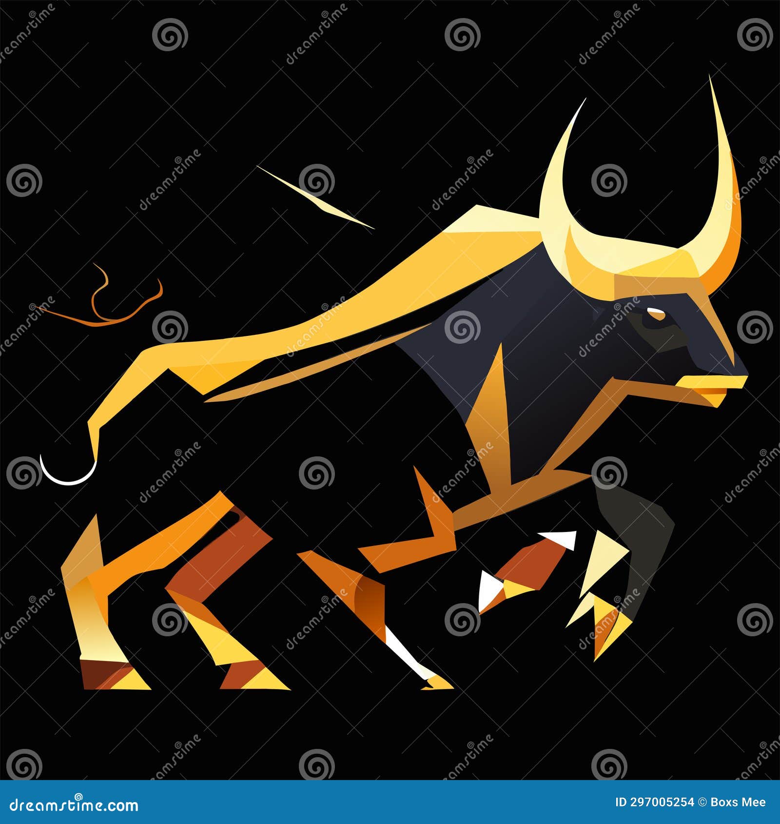 Vector Image of a Black and Gold Bull on a Black Background. Generative ...