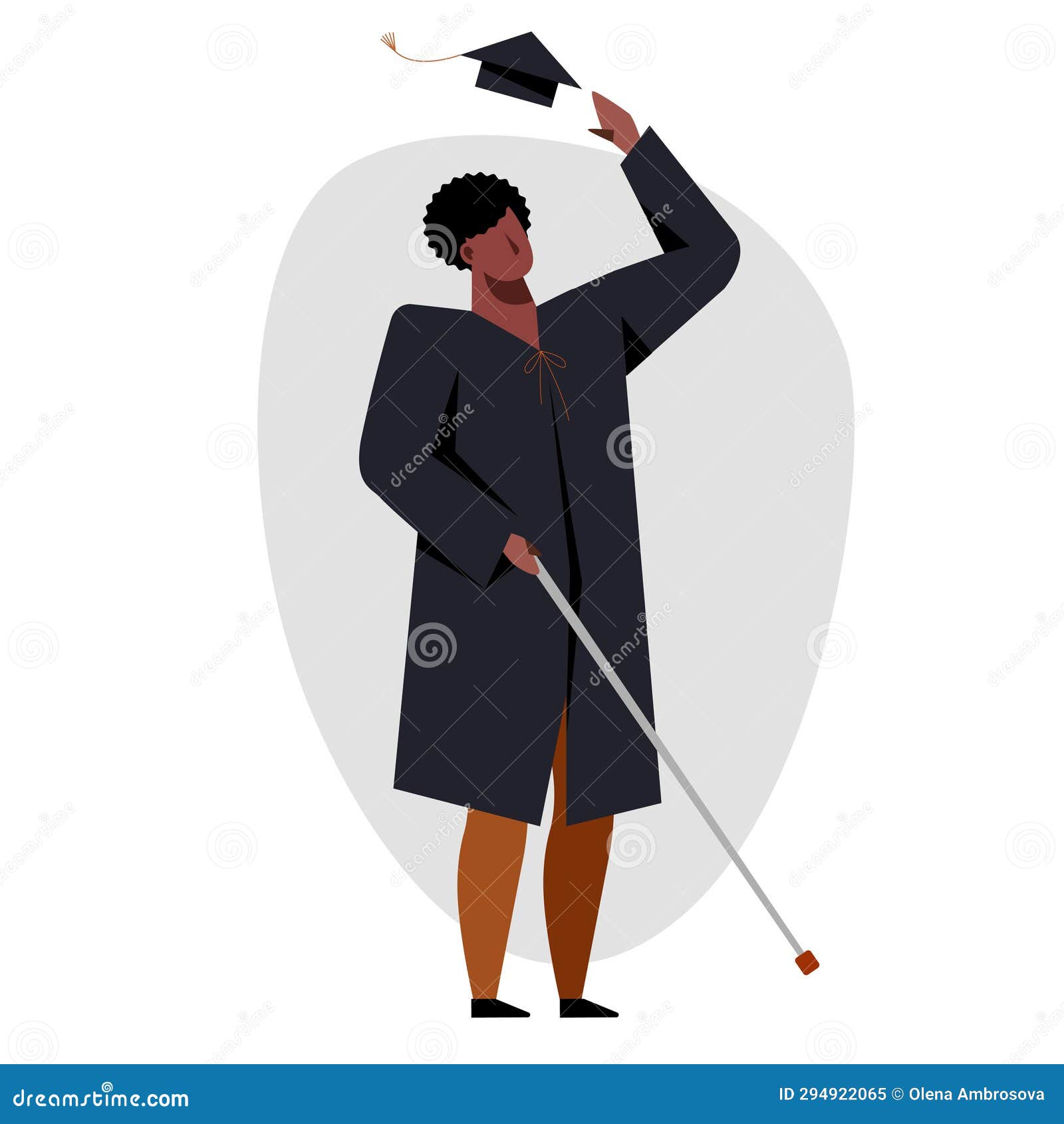 A Vector Image of a Black Graduate with Disability. Unseeing Student ...
