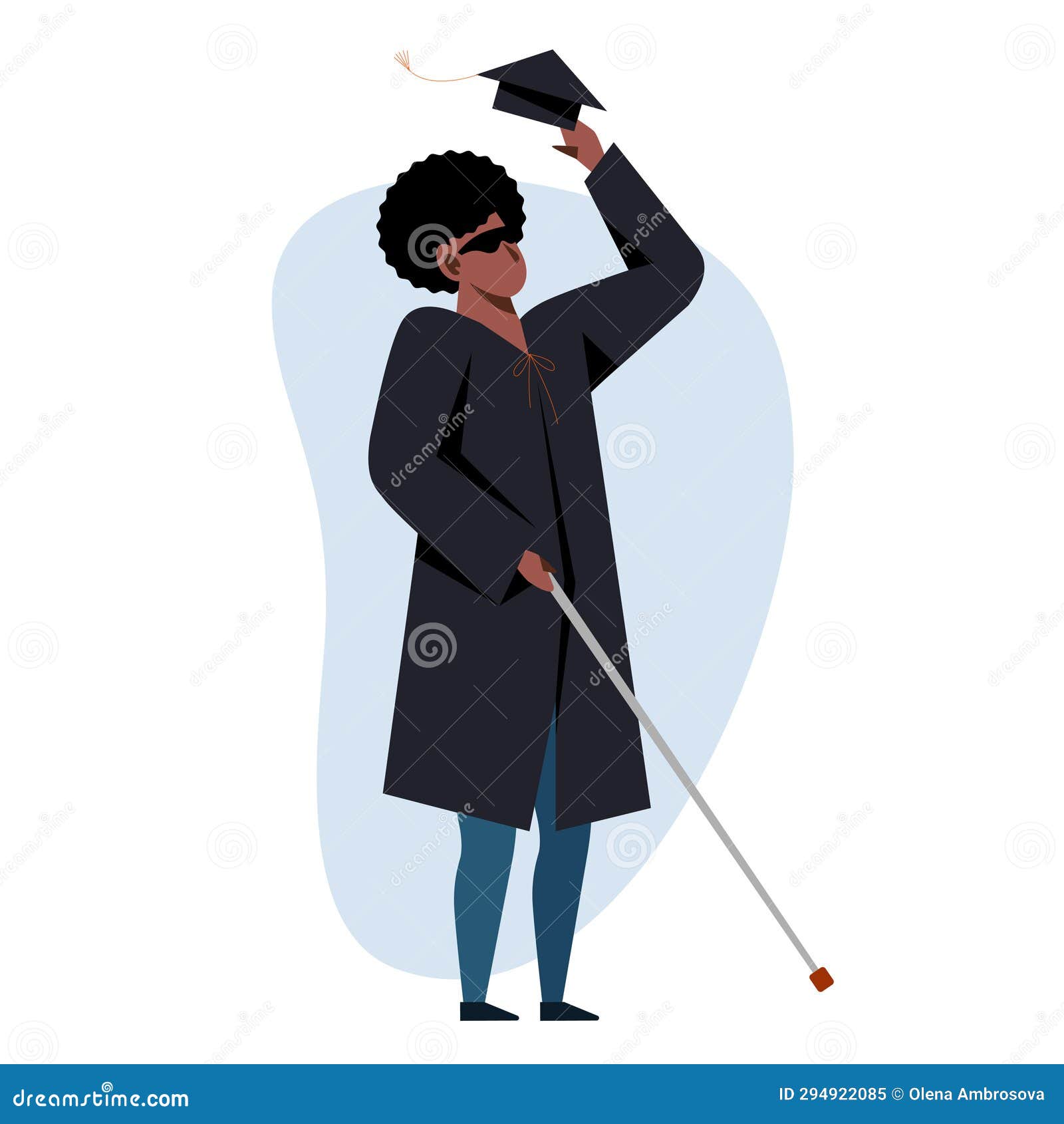 A Vector Image of a Black Graduate with Disability. Unseeing Student ...