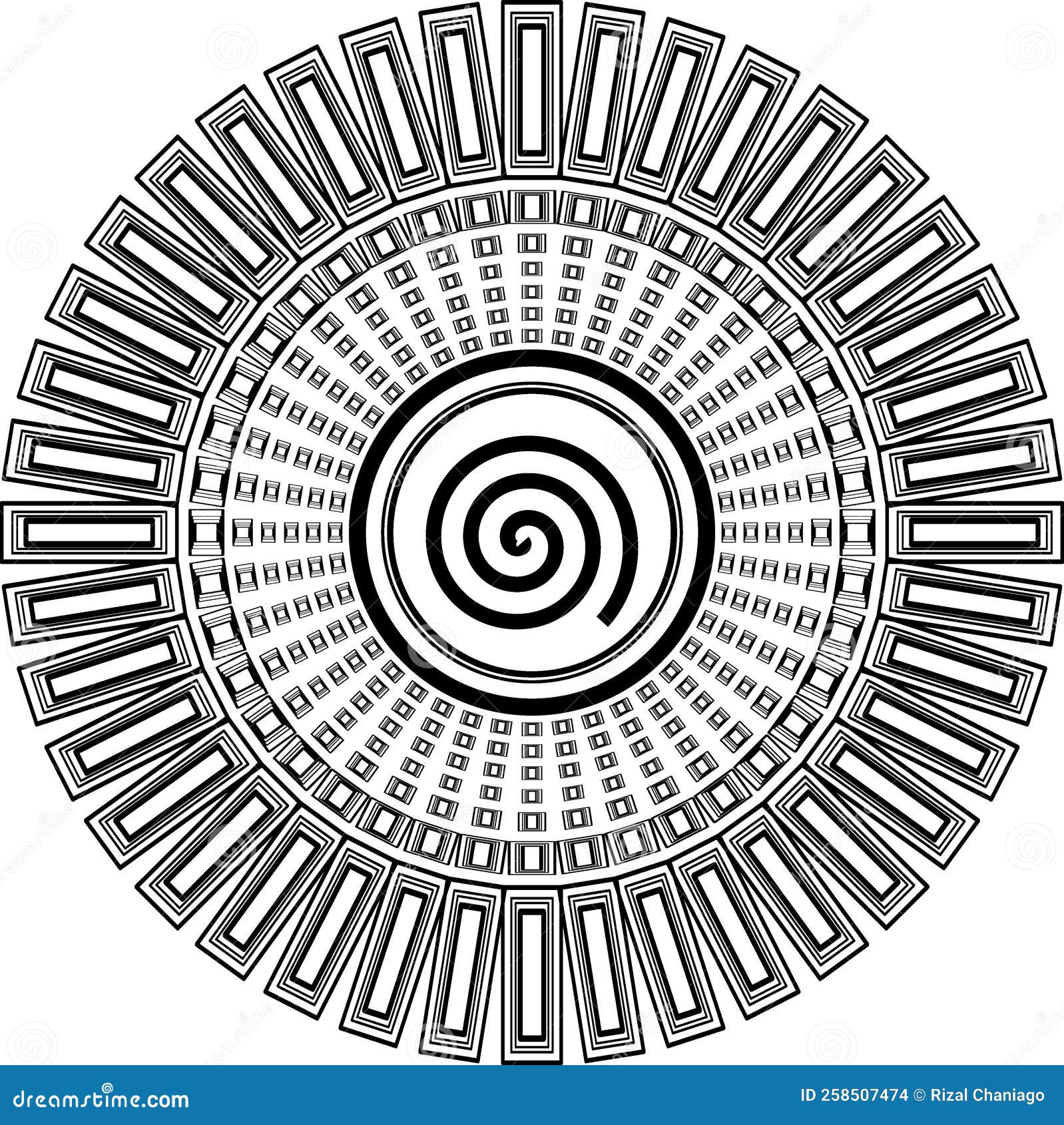 Vector Image. Black and White Spiral Pattern Black and White Pattern ...