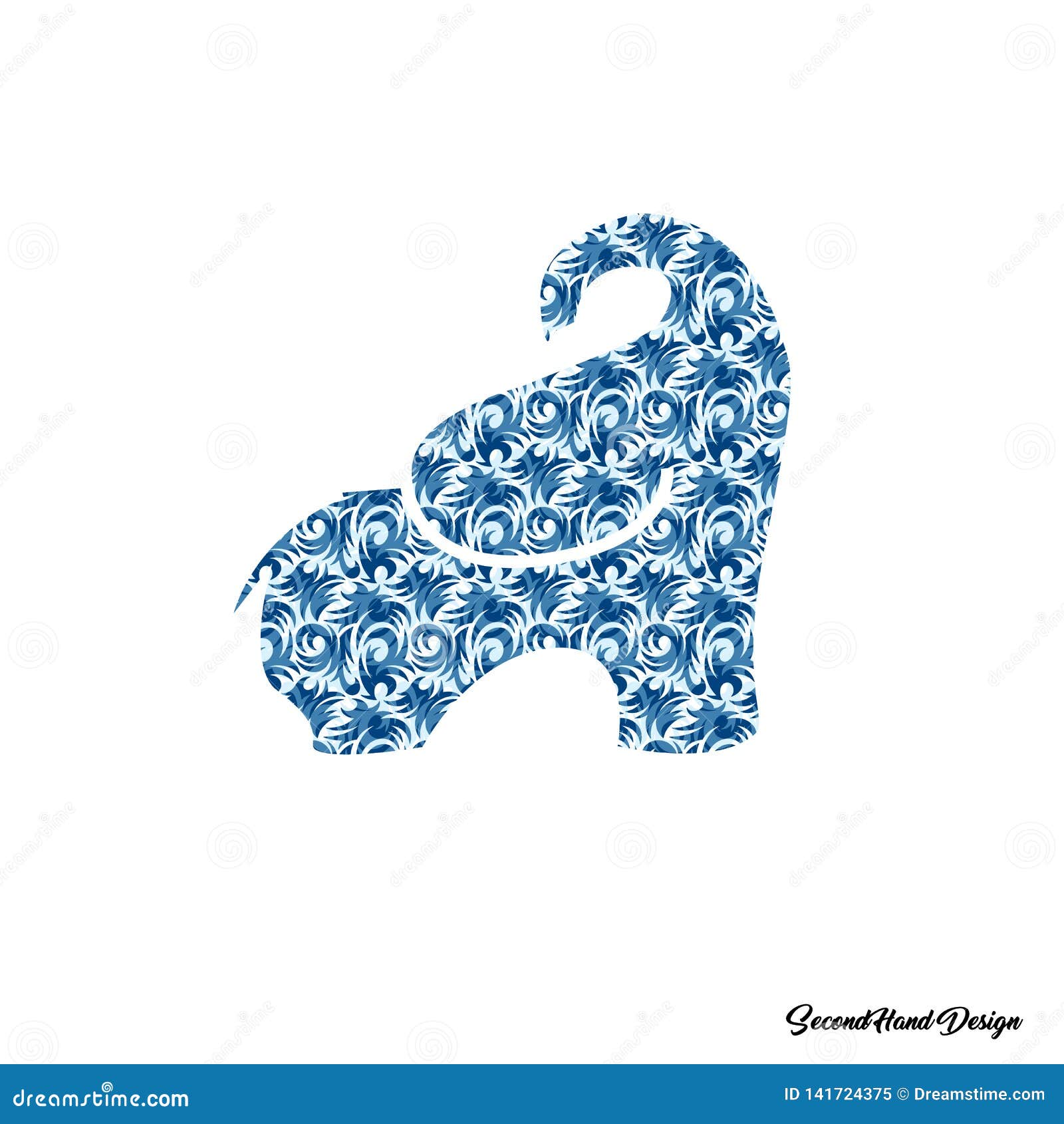 Vector Image of a Blue Patterned Elephant Stock Illustration ...