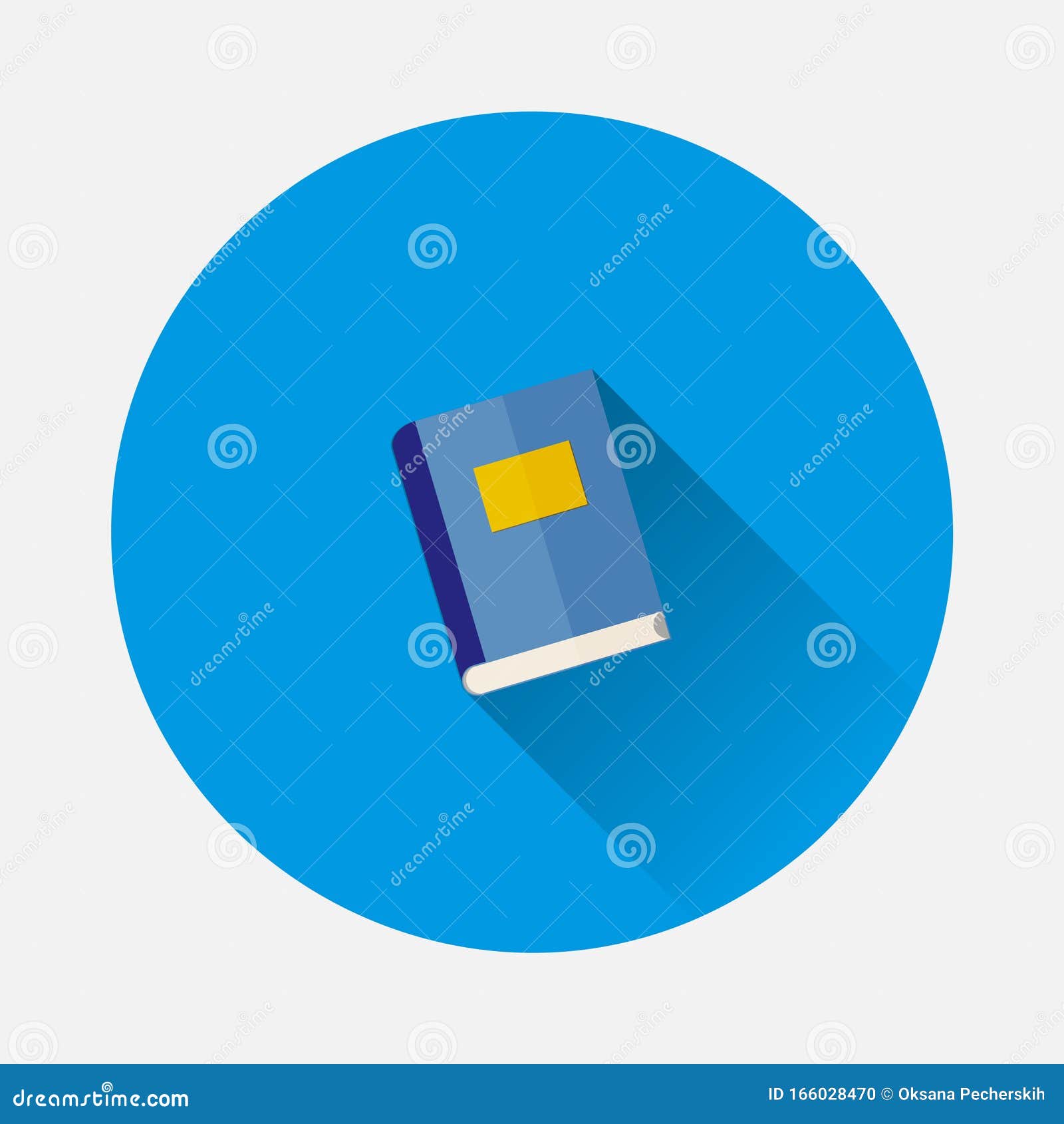 Vector Image of Book Icon on Blue Background. Flat Image with Long ...
