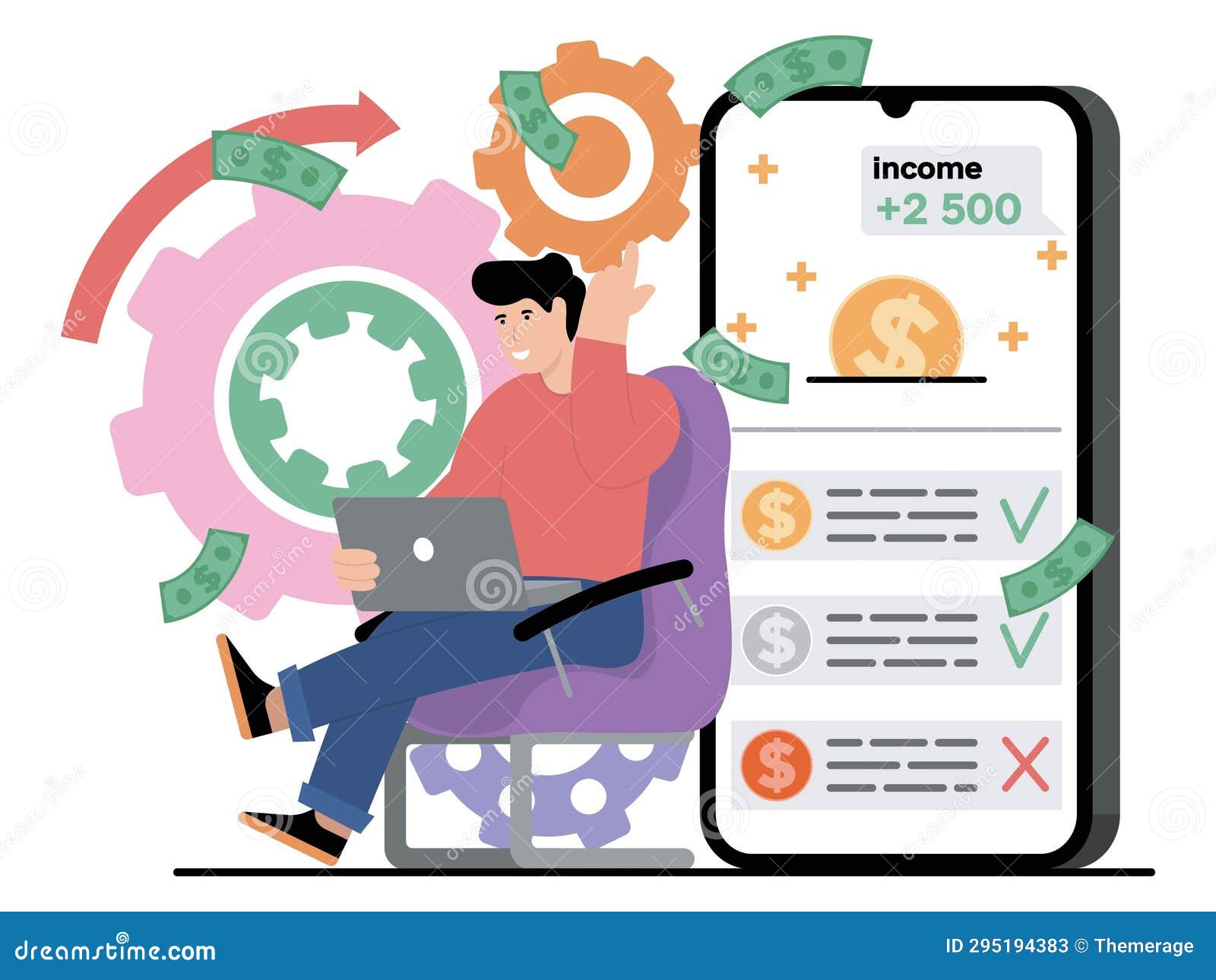 Vector Image with Boss Who Oversees the Work Process and Controls ...