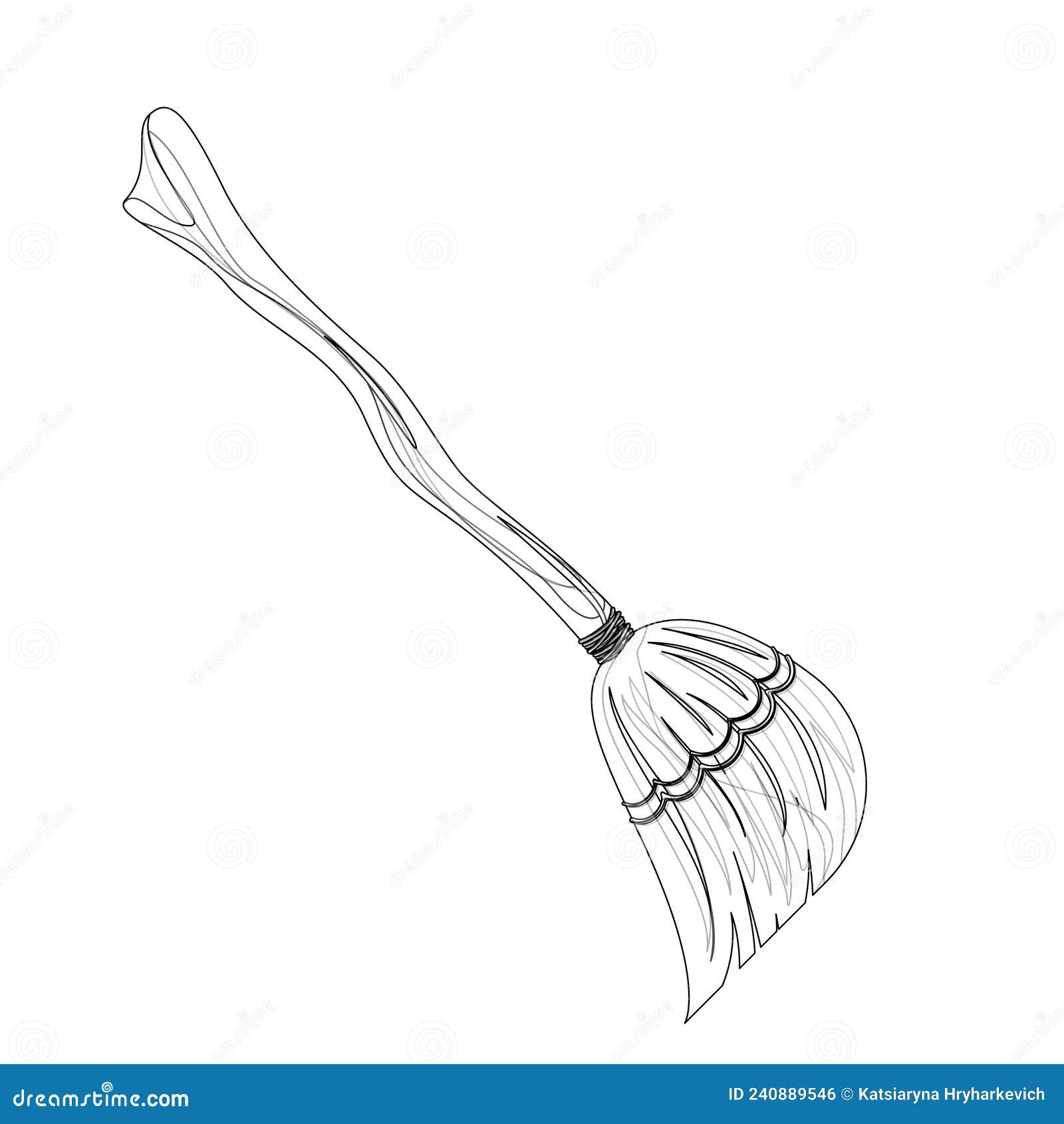 Vector Image of a Broom in Detailed Lines. Concept. Outline Style. EPS ...