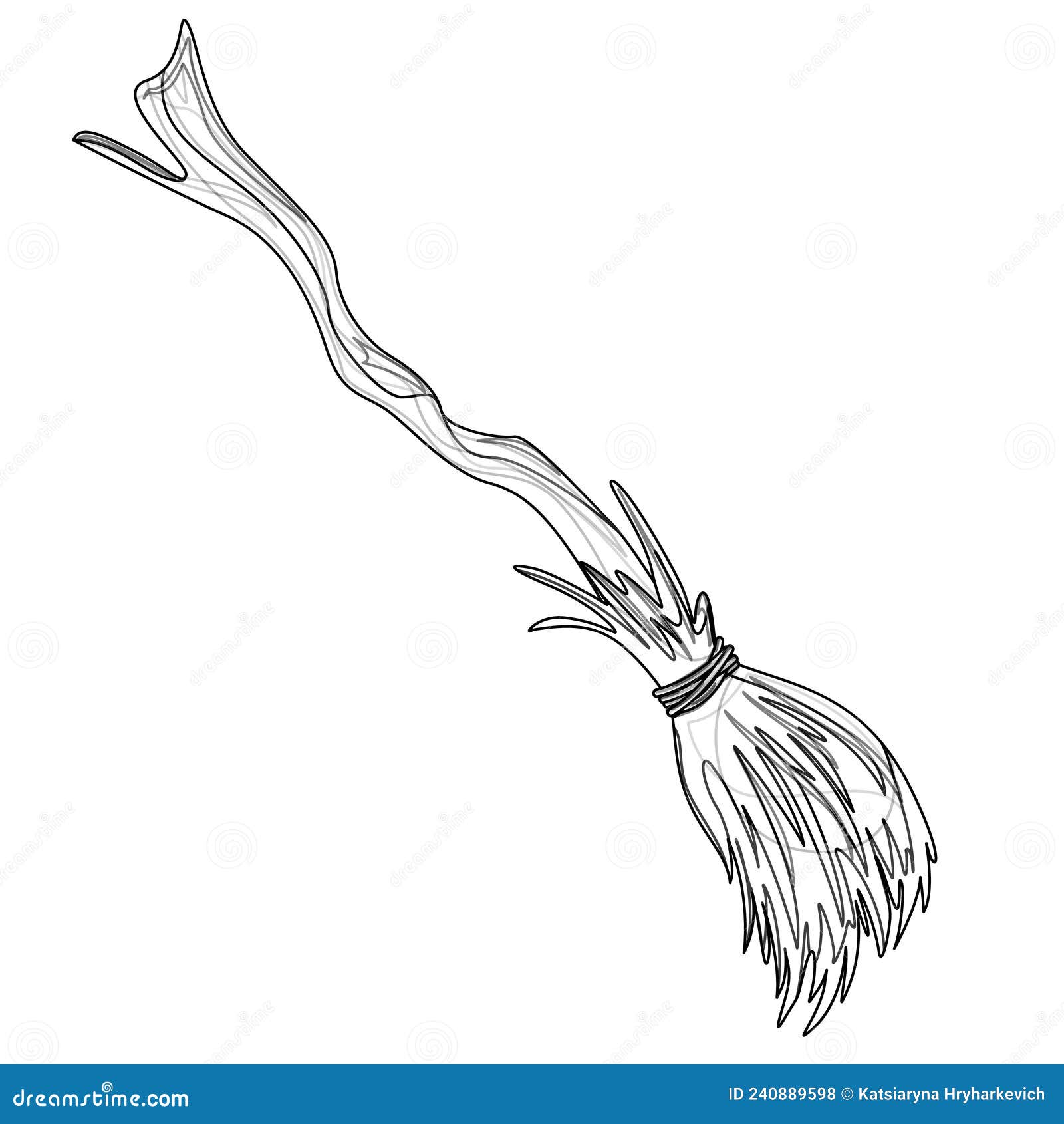 Vector Image of a Broom in Detailed Lines. Concept. Outline Style. EPS ...