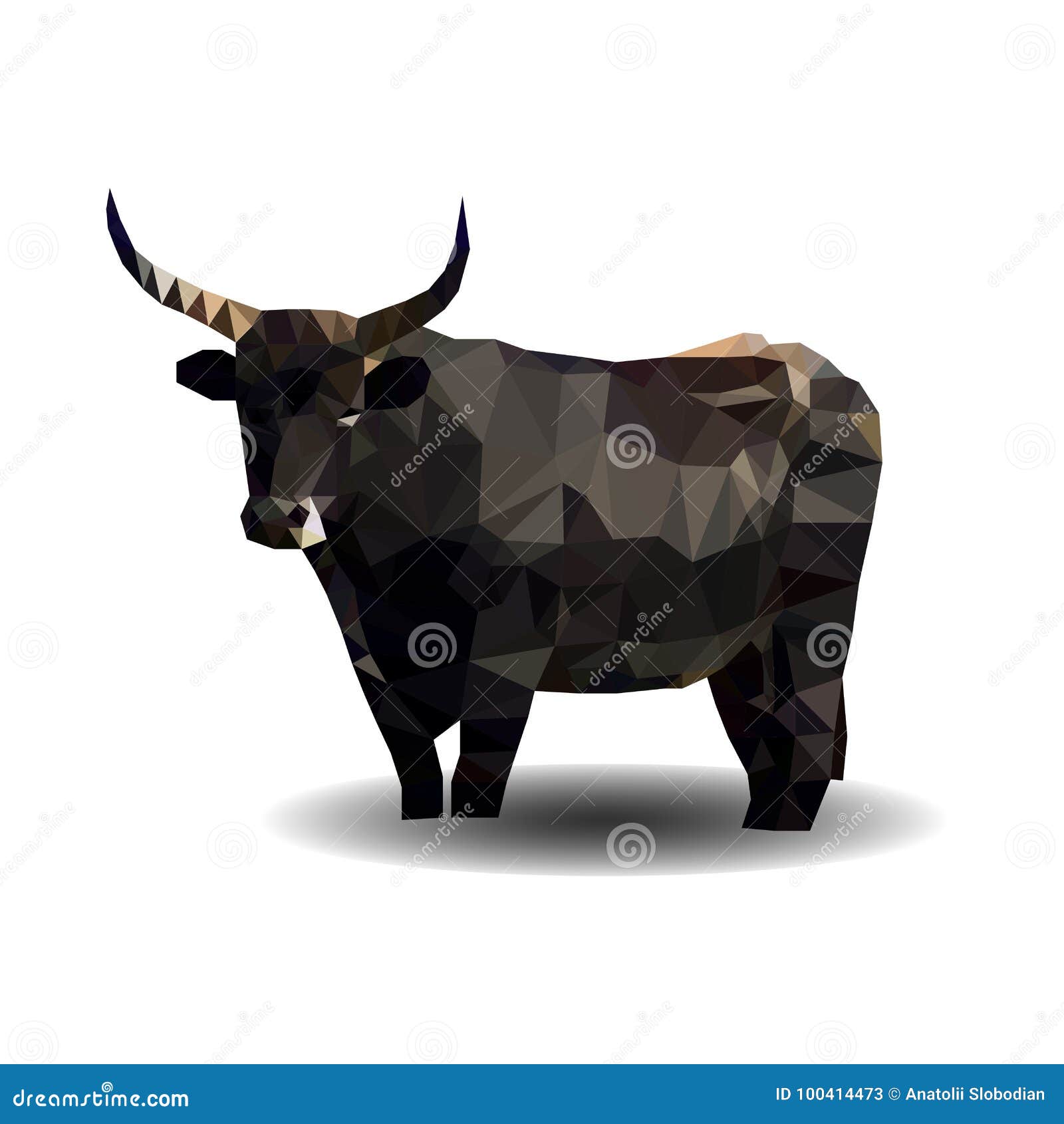 Vector Image of an Bull Polygon Stock Vector - Illustration of horn ...