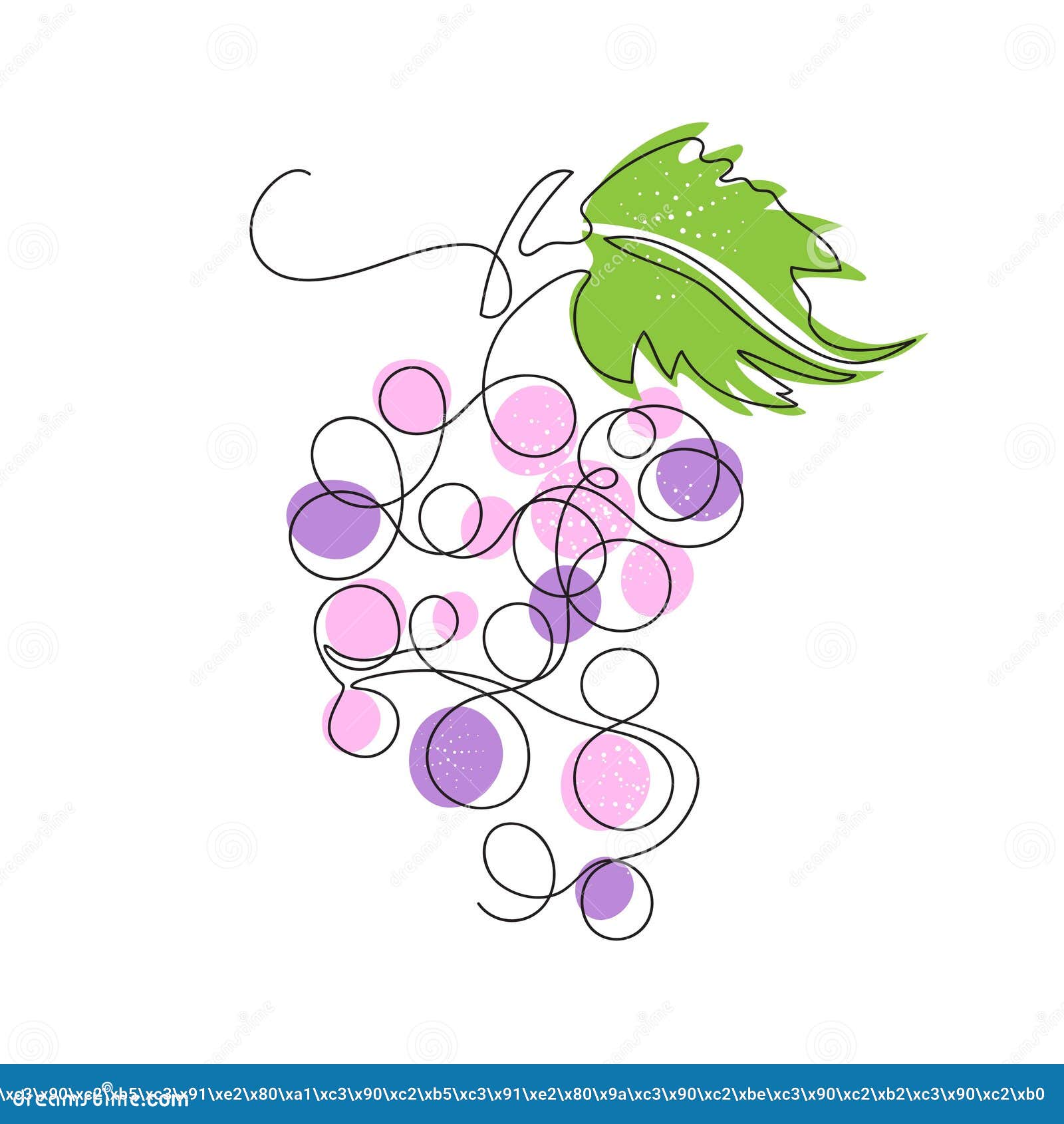 Vector Image of a Bunch of Grapes. One Line Drawing. Tropical Fruit ...