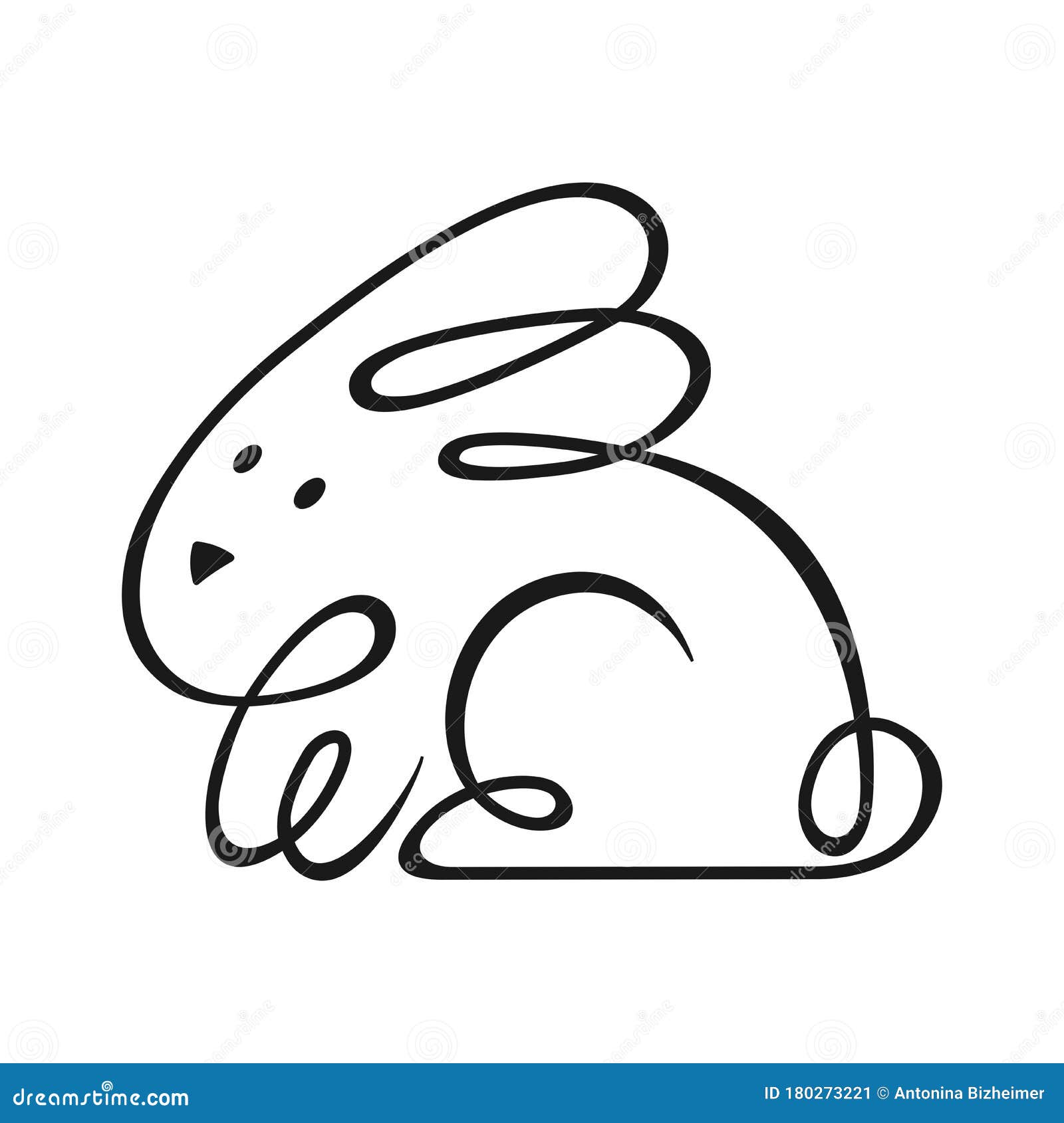 Vector Image of a Bunny, Cute Rabbit Drawn in One Line; Hand Drawn ...