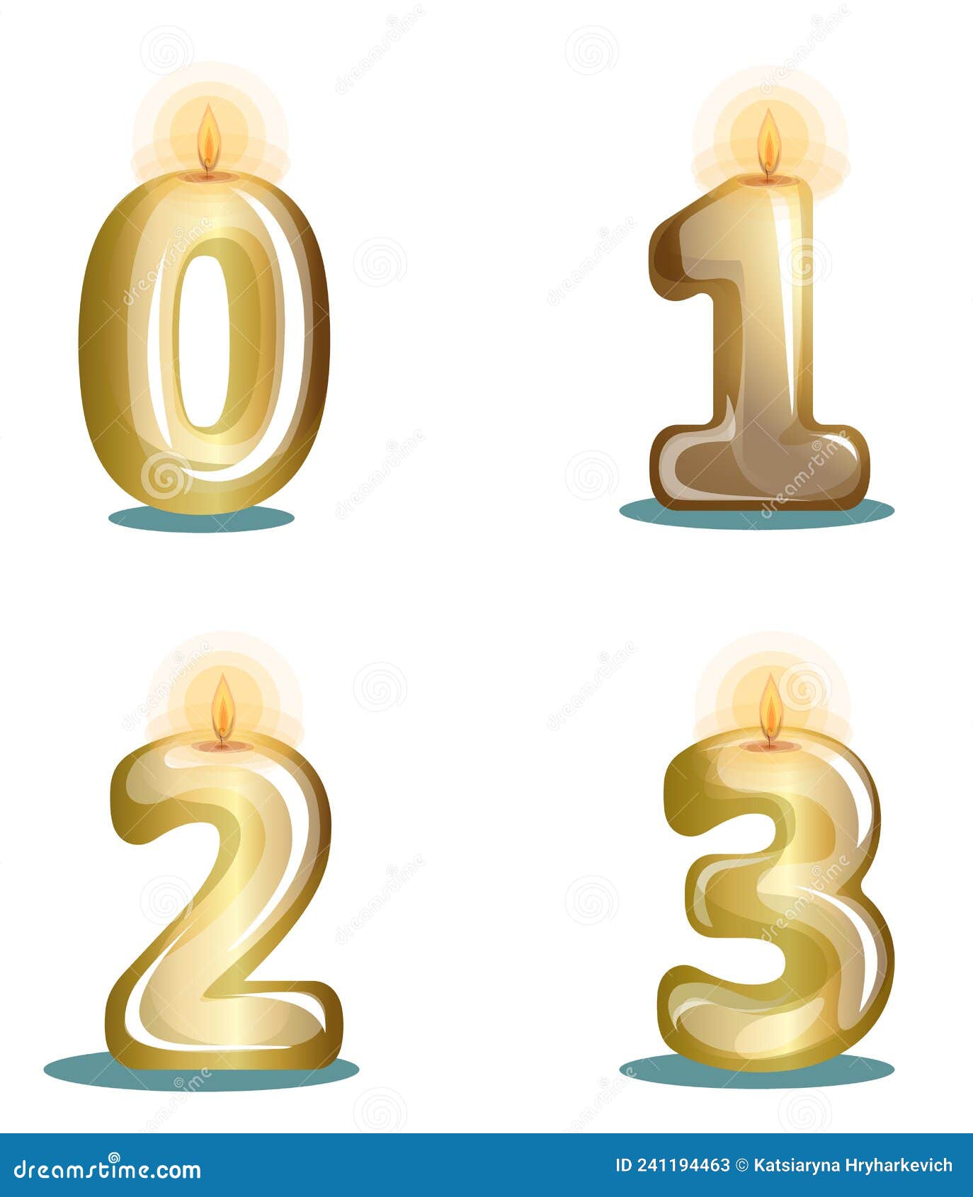Vector Image of Candles Metallized in Gold in the Form of Numbers on a ...