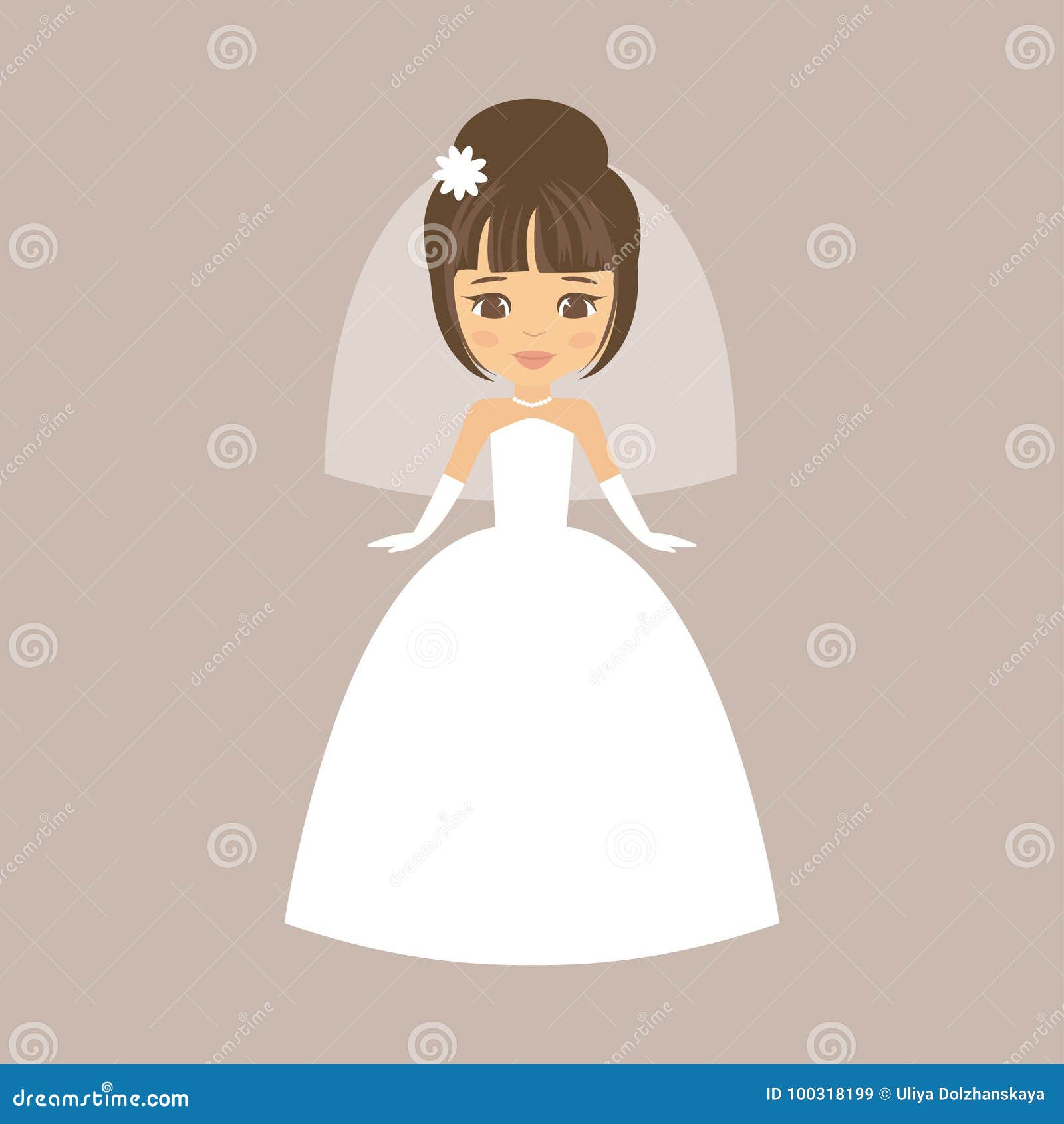Cartoon cute bride stock vector. Illustration of marriage - 100318199
